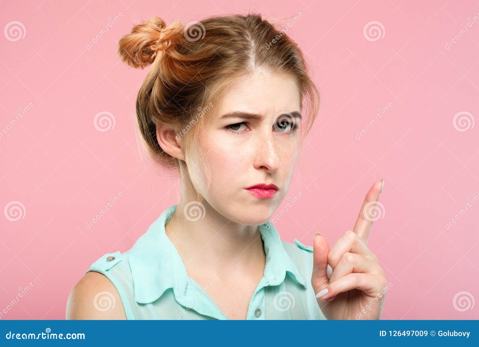 Facial Expression Quizzical Grumpy Thoughtful Girl Stock Image - Image ...