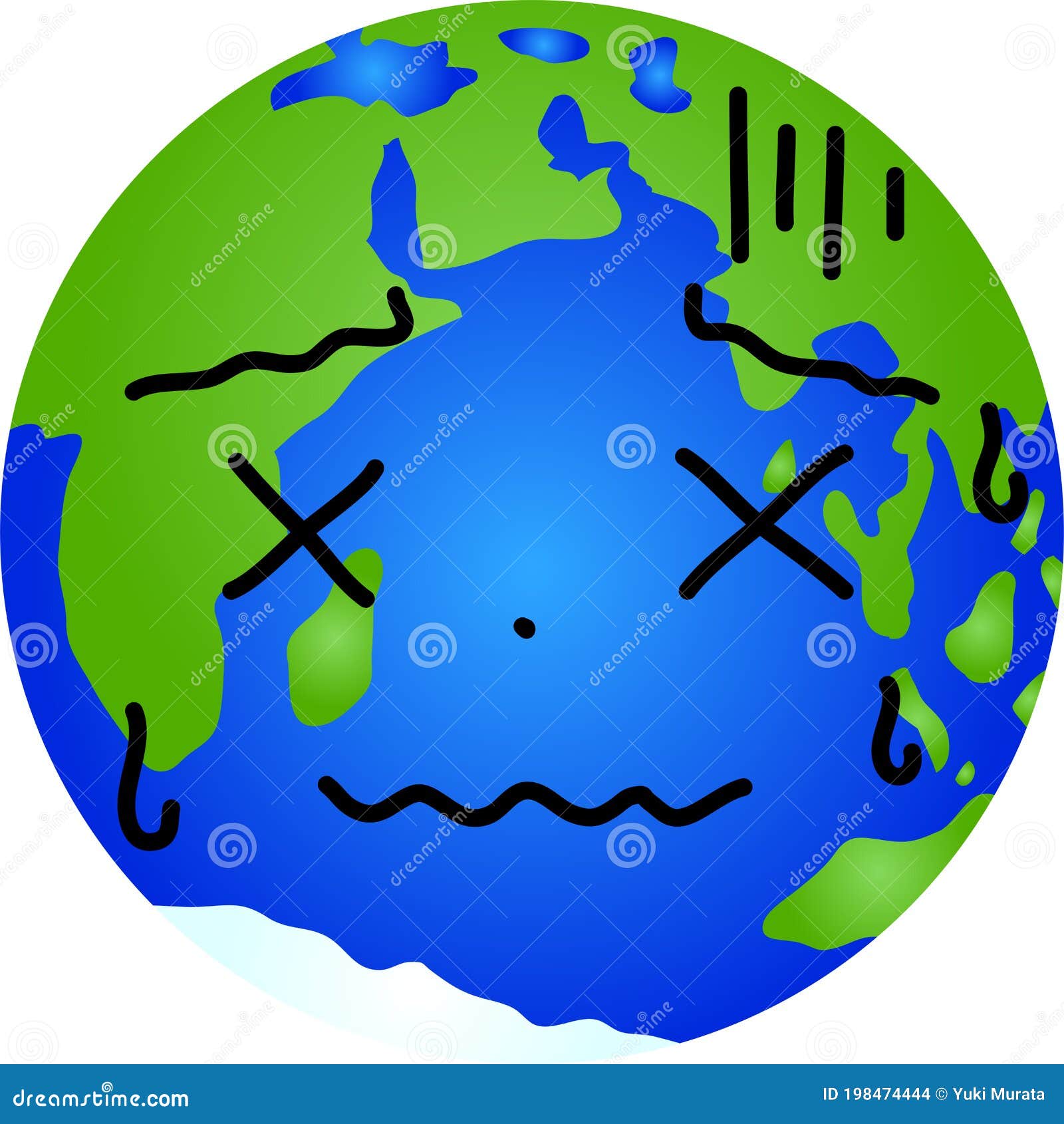 Facial Expression of a Round Blue Gradation Earth Set Stock Vector ...