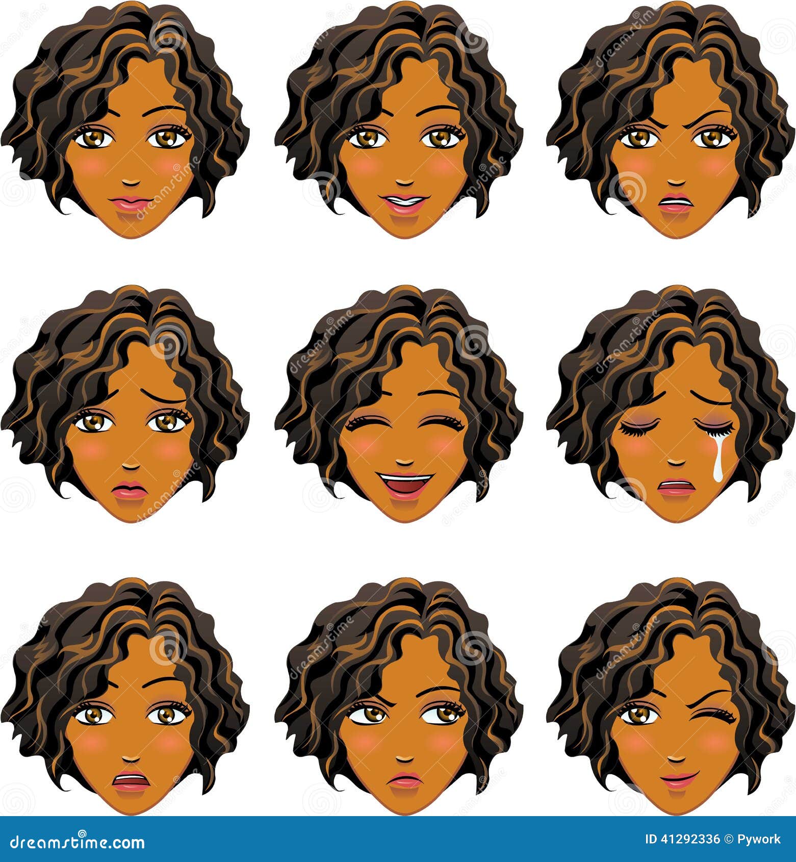 Facial Expression of Woman (African Descent) Stock Vector ...