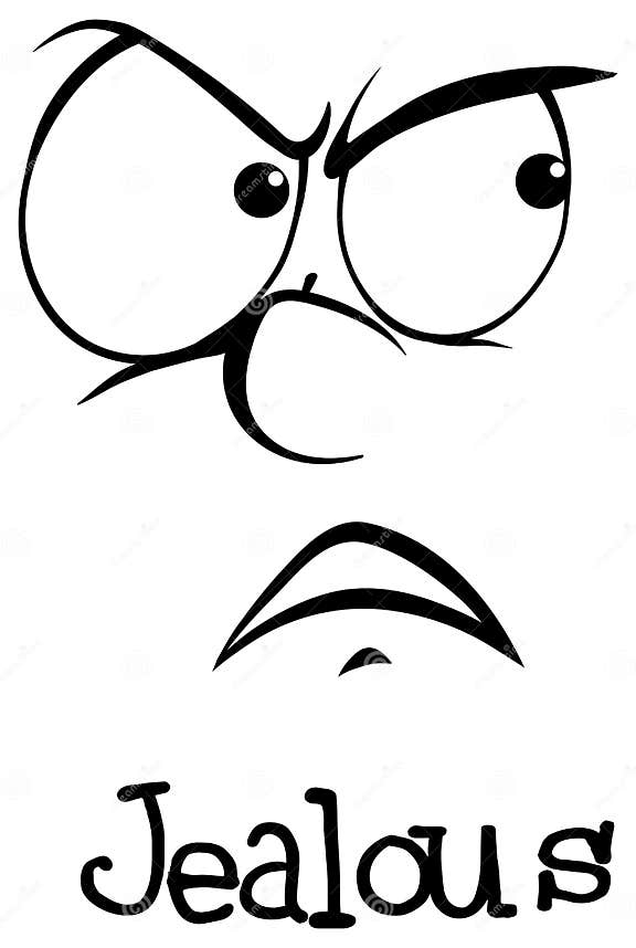 Facial Expression with Word Jealous Stock Vector - Illustration of ...