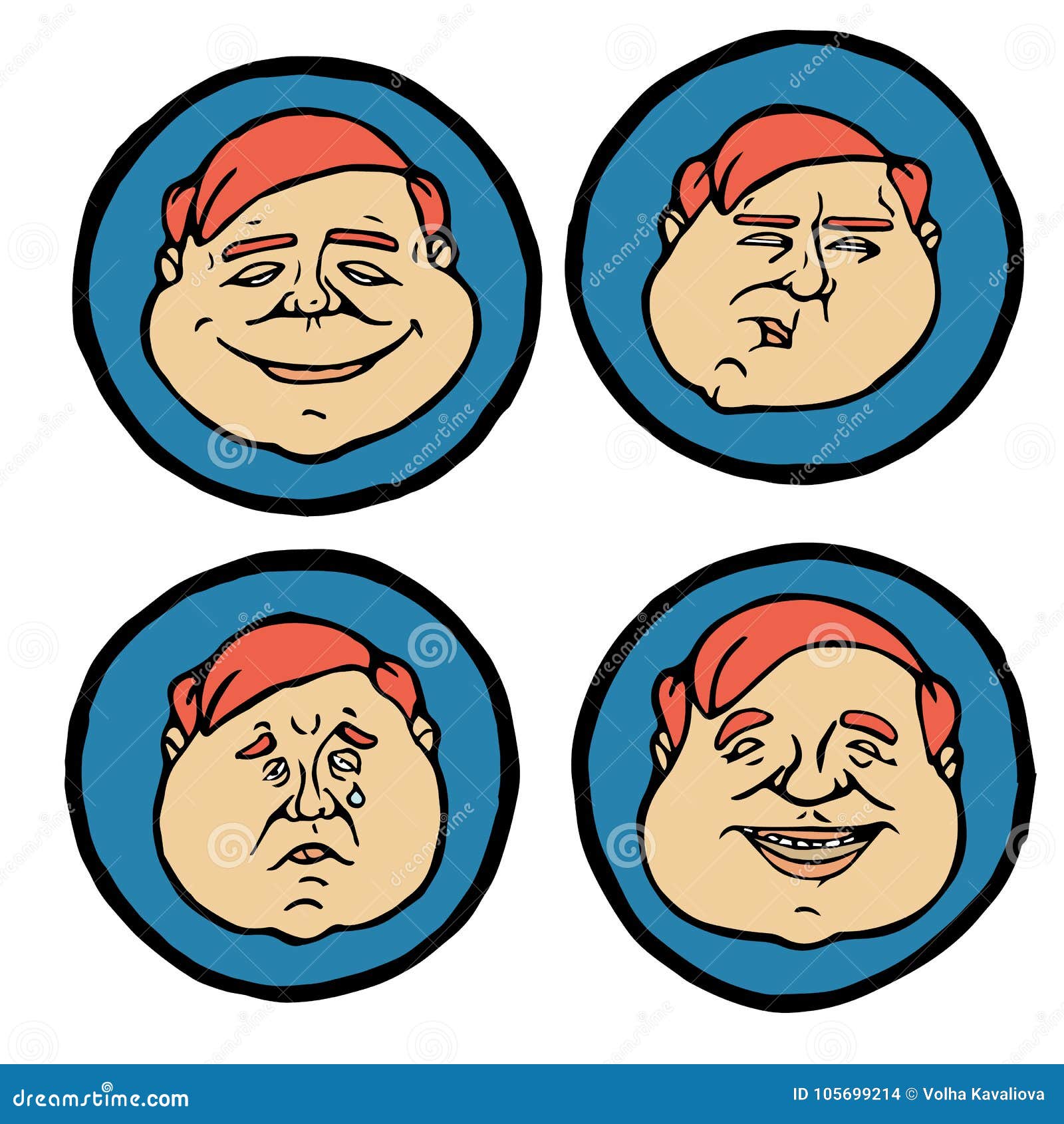 Facial Expressions in Man`s Faces, Emotions Icons Set. Stock Vector ...