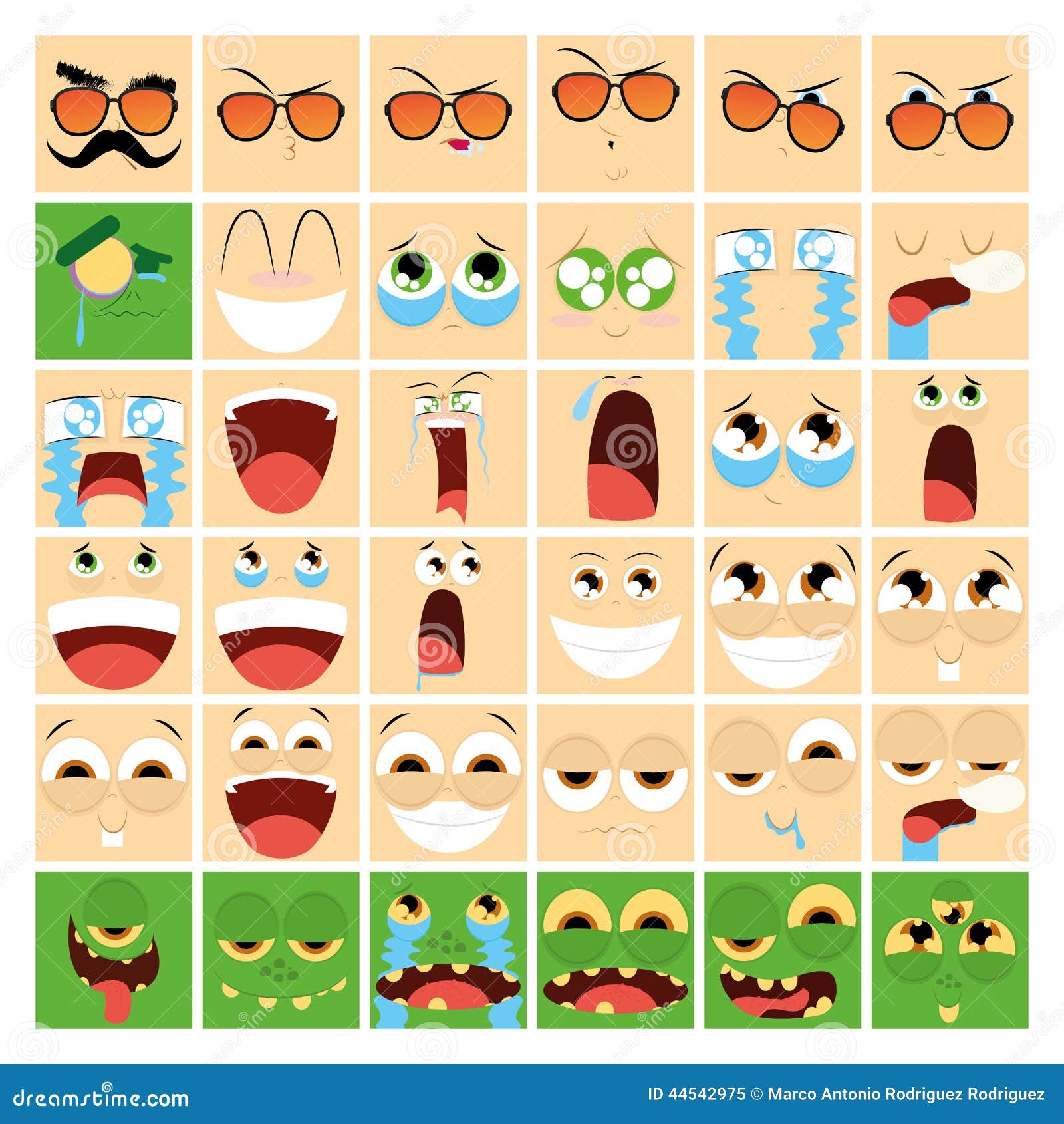 Facial expressions set stock illustration. Illustration of style - 44542975