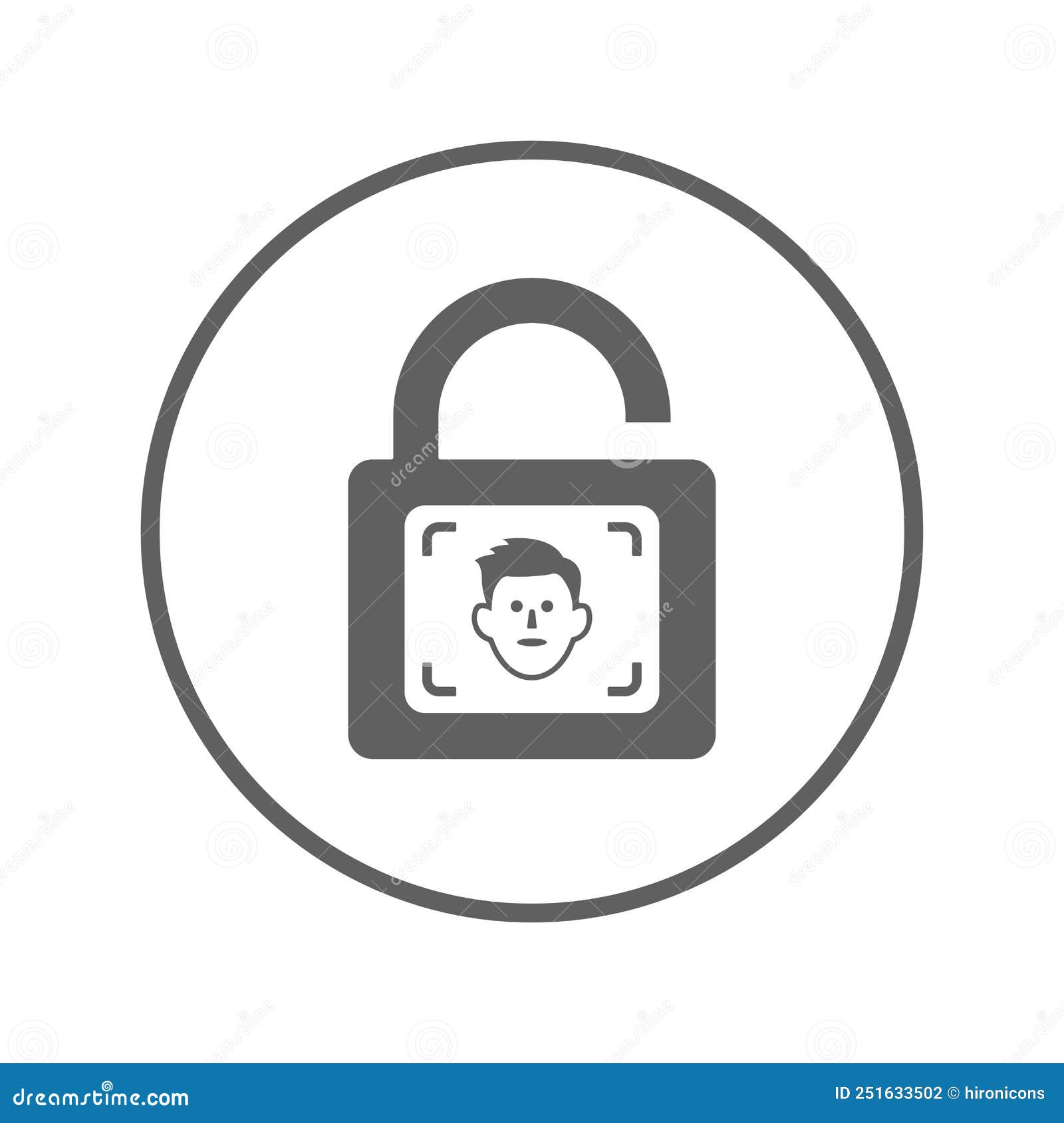 Facial, Face Unlock Icon. Gray Vector Graphics Stock Vector ...