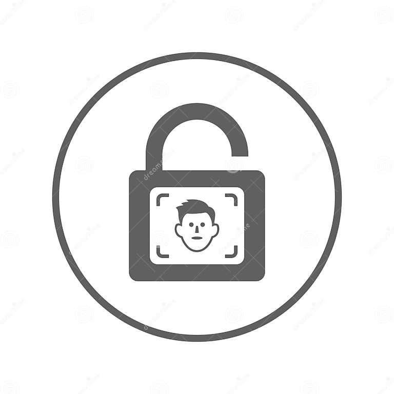 Facial, Face Unlock Icon. Gray Vector Graphics Stock Vector ...