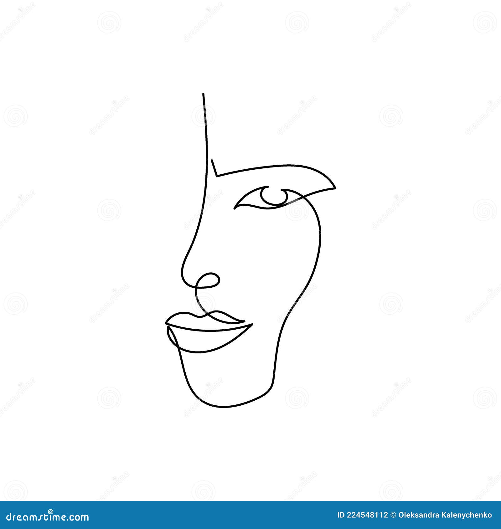 Facial Features Continuous Line Drawing. One Line Art Of Womans Face ...