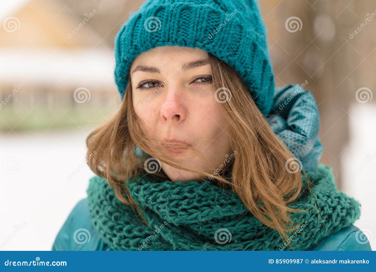 Facial Girl Chewing on a Cold Winter Stock Image - Image of attractive ...