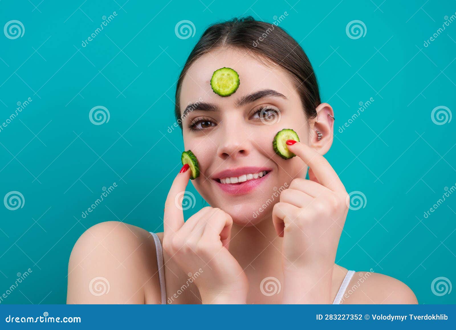 Facial Mask Of Cucumber Cosmetics Cosmetology Dermatology Woman