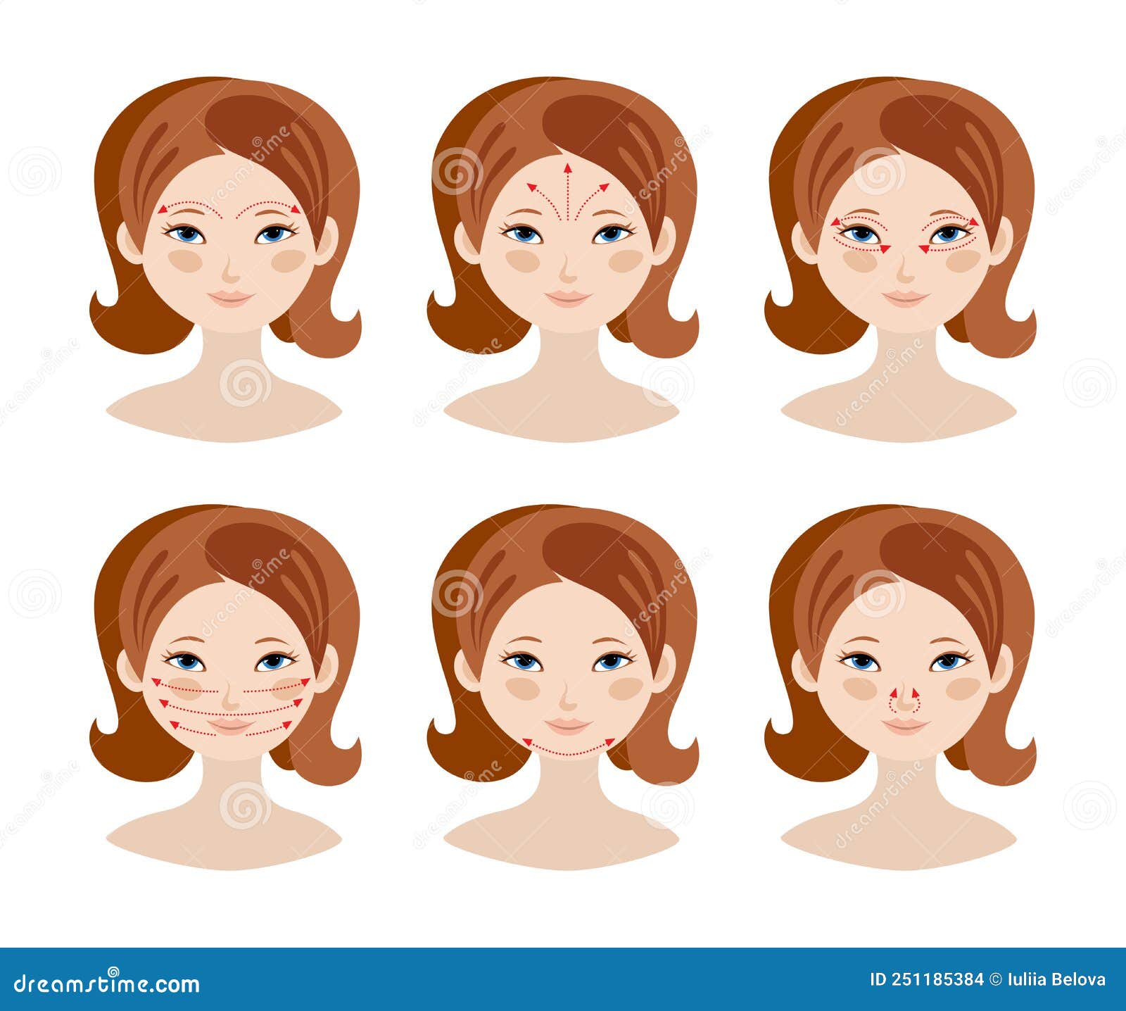 Facial Massage Facial Massage Lines For Skin Beauty And Youth Vector Illustration Stock Vector