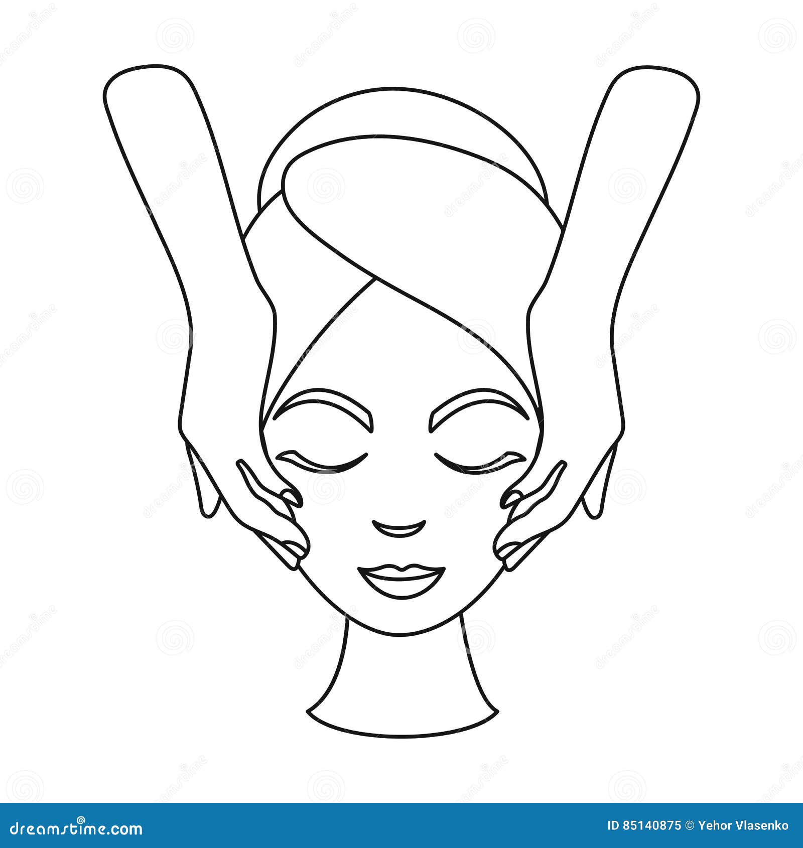 Facial Massage Icon In Outline Style Isolated On White Background Skin