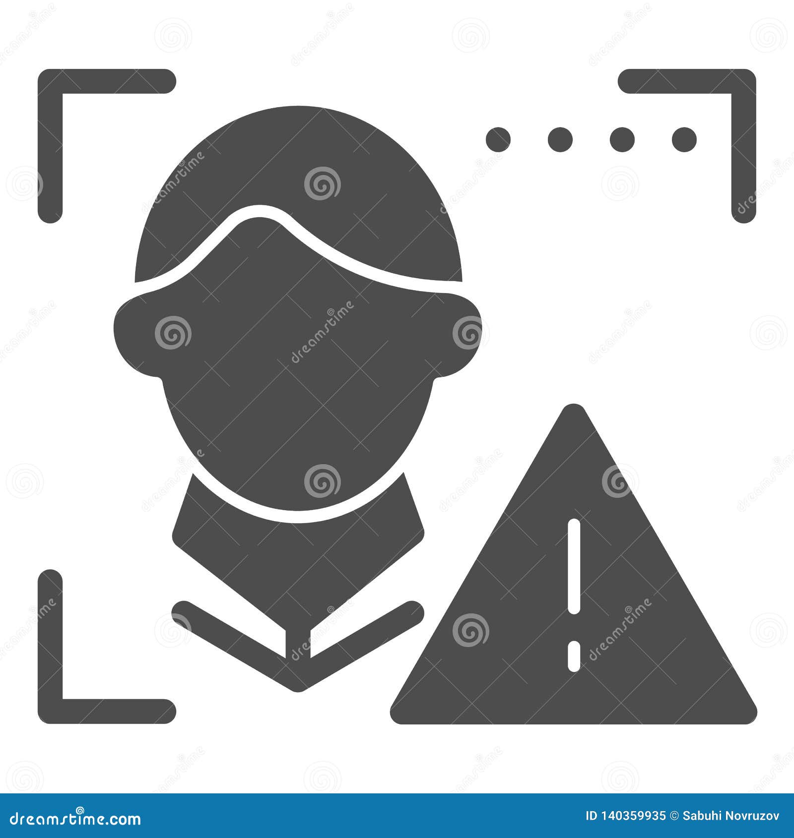 Facial Recognition Alert Solid Icon. Face Scan Attention Vector ...
