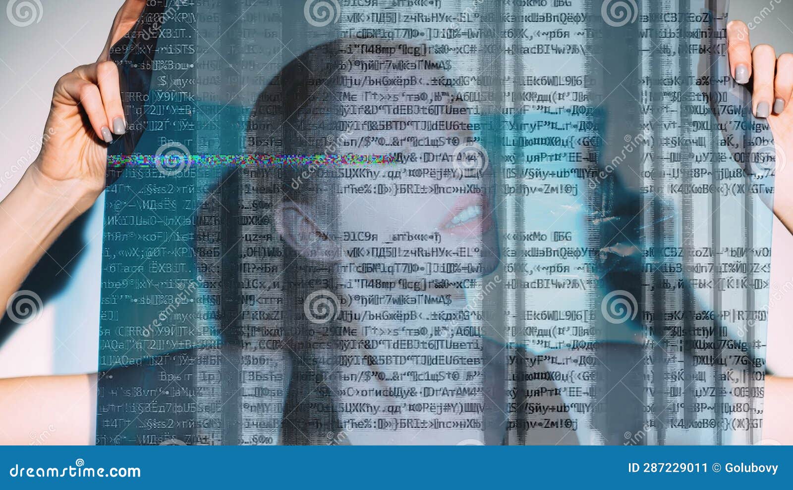 Facial Recognition Woman Glitch Encryption Data Stock Image - Image of ...