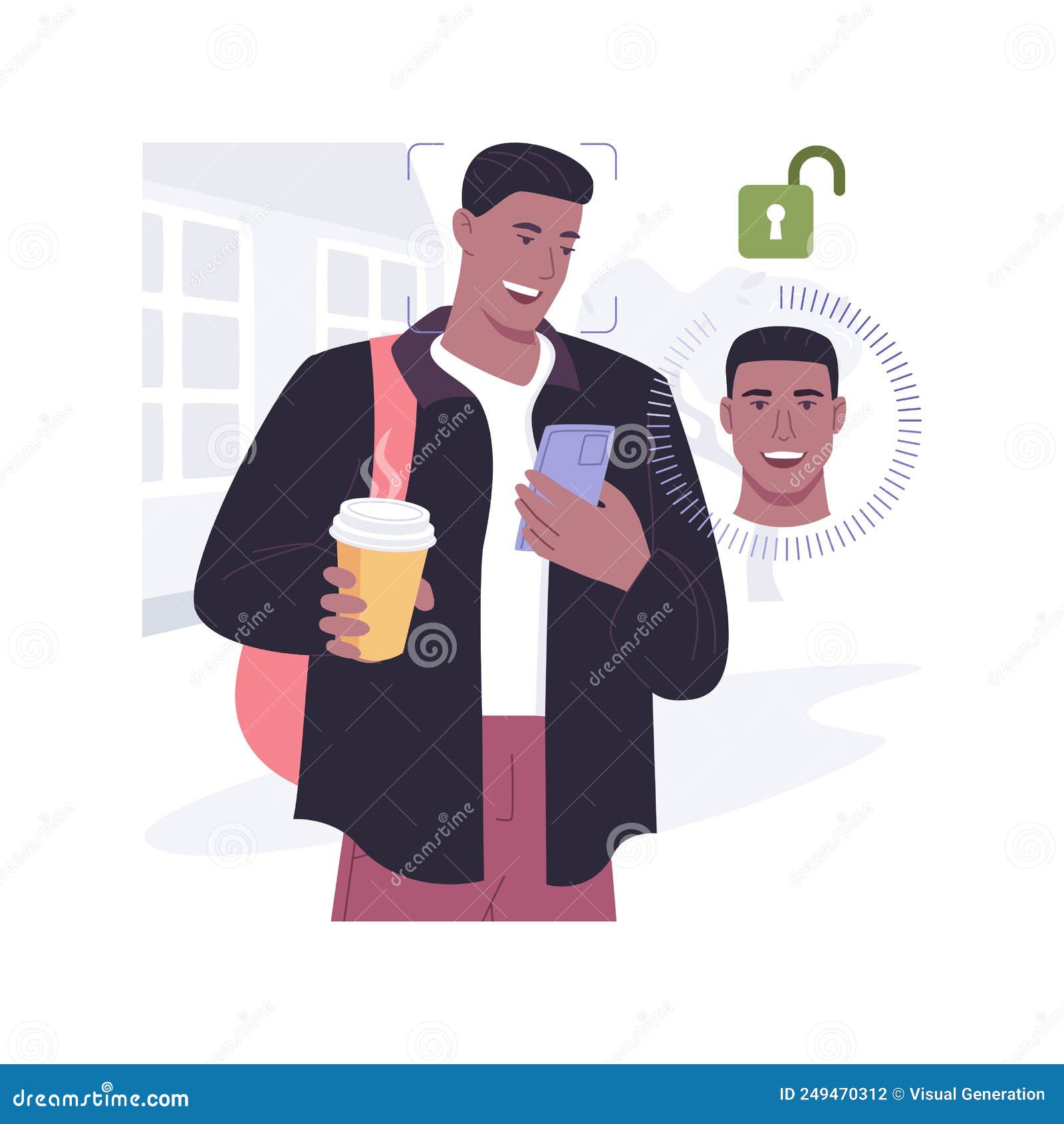 Facial Recognition Isolated Cartoon Vector Illustrations ...