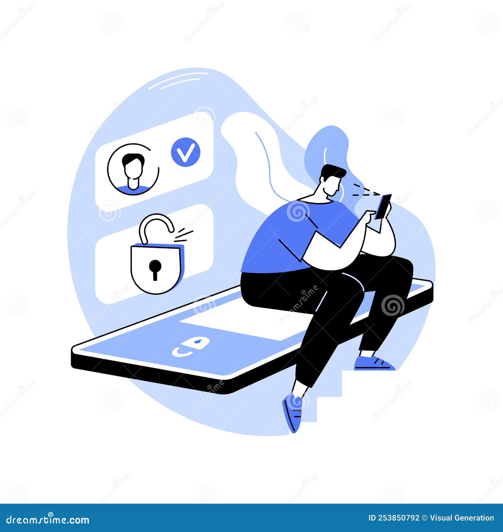 Facial Recognition Isolated Cartoon Vector Illustrations ...