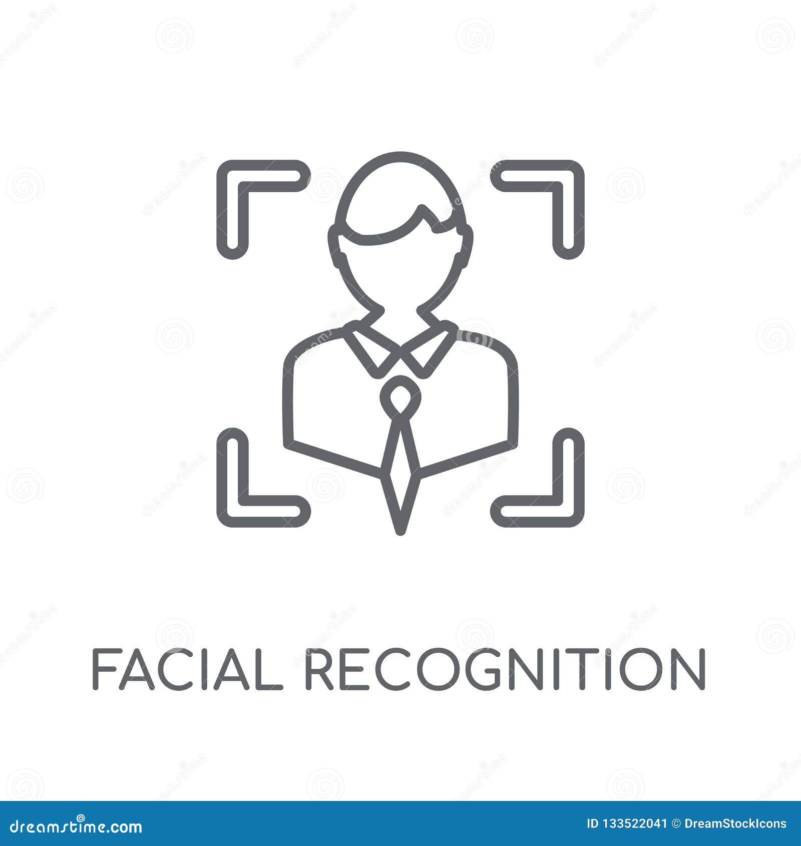 Facial Recognition Linear Icon. Modern Outline Facial Recognitio Stock ...