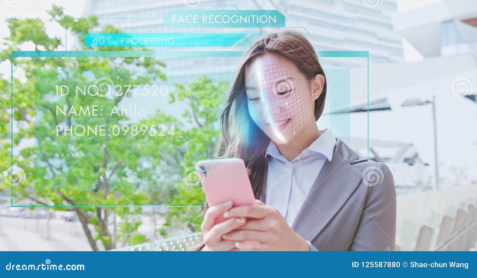Facial Recognition with Smart Phone Stock Photo - Image of digital ...
