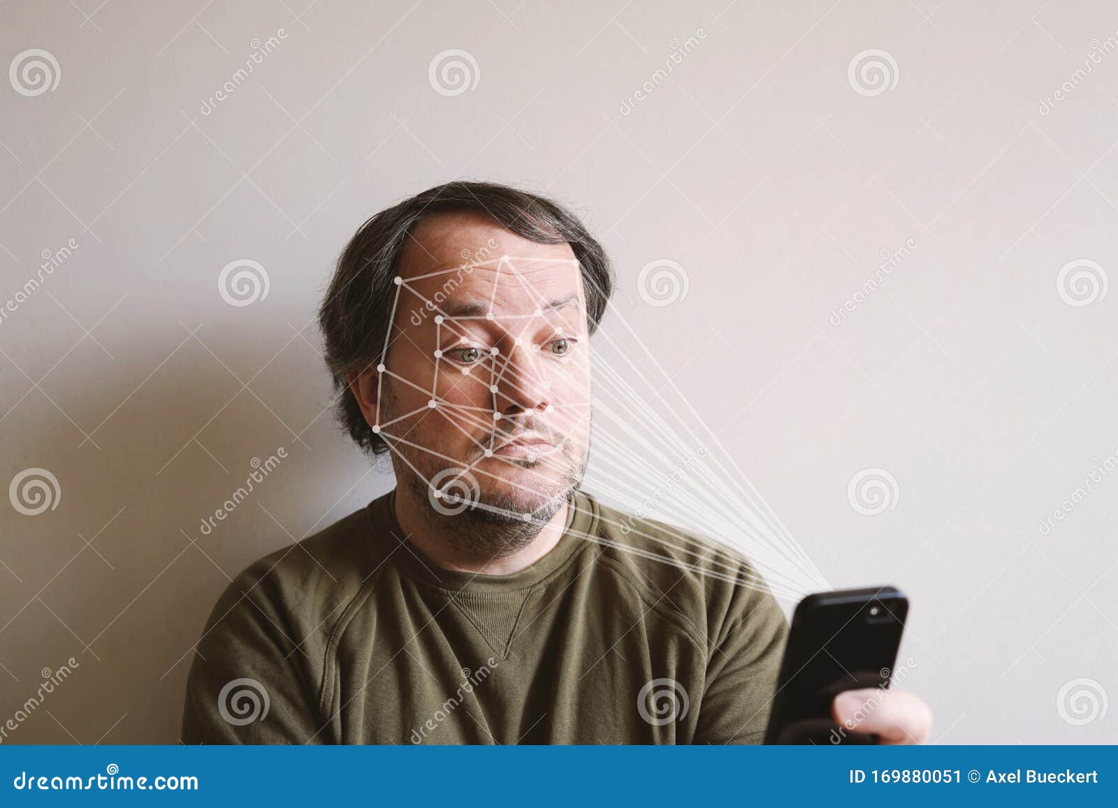 Facial Recognition by Smartphone Allows Biometric Authentication Stock ... Facial Recognition by Smartphone Allows Biometric Authentication Stock ...