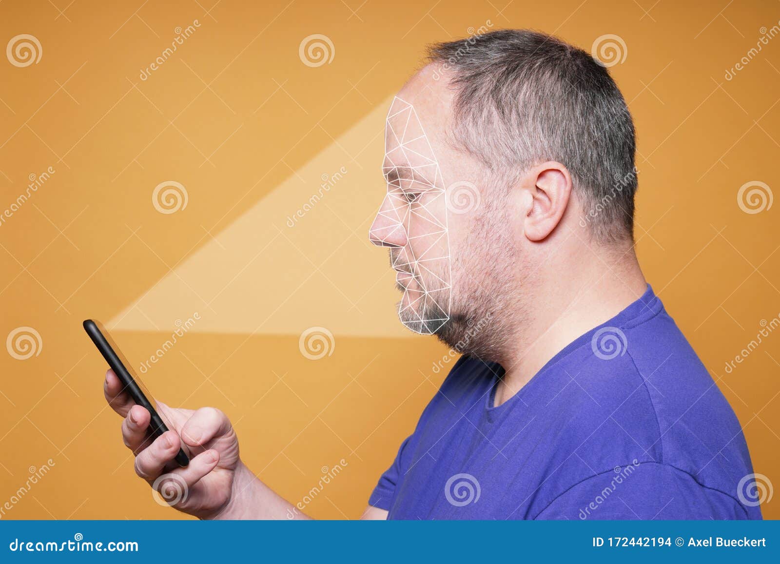 Facial Recognition Smartphone Face Scan Biometric Authentication Stock ...