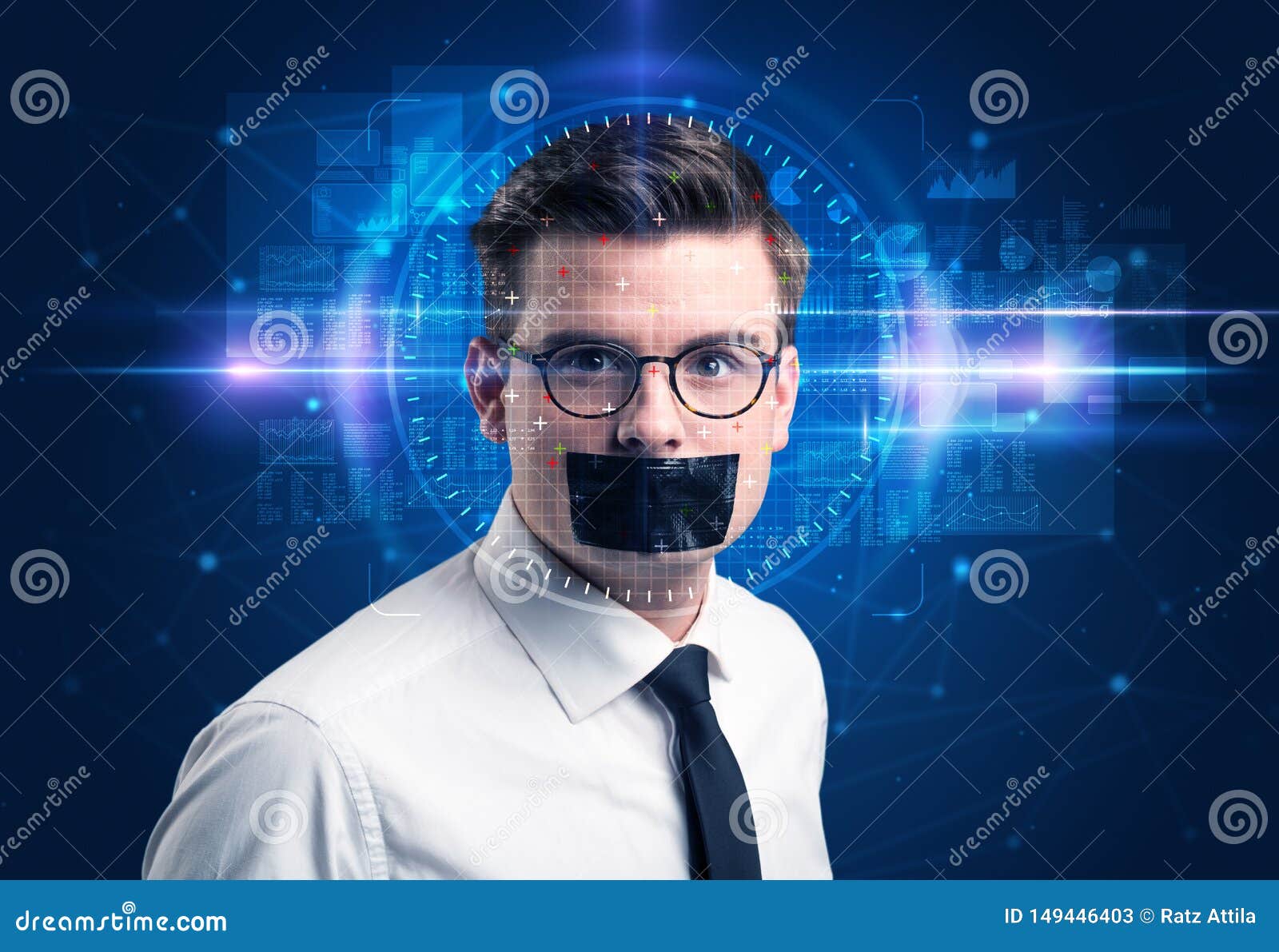 Facial recognition system stock image. Image of identification - 149446403