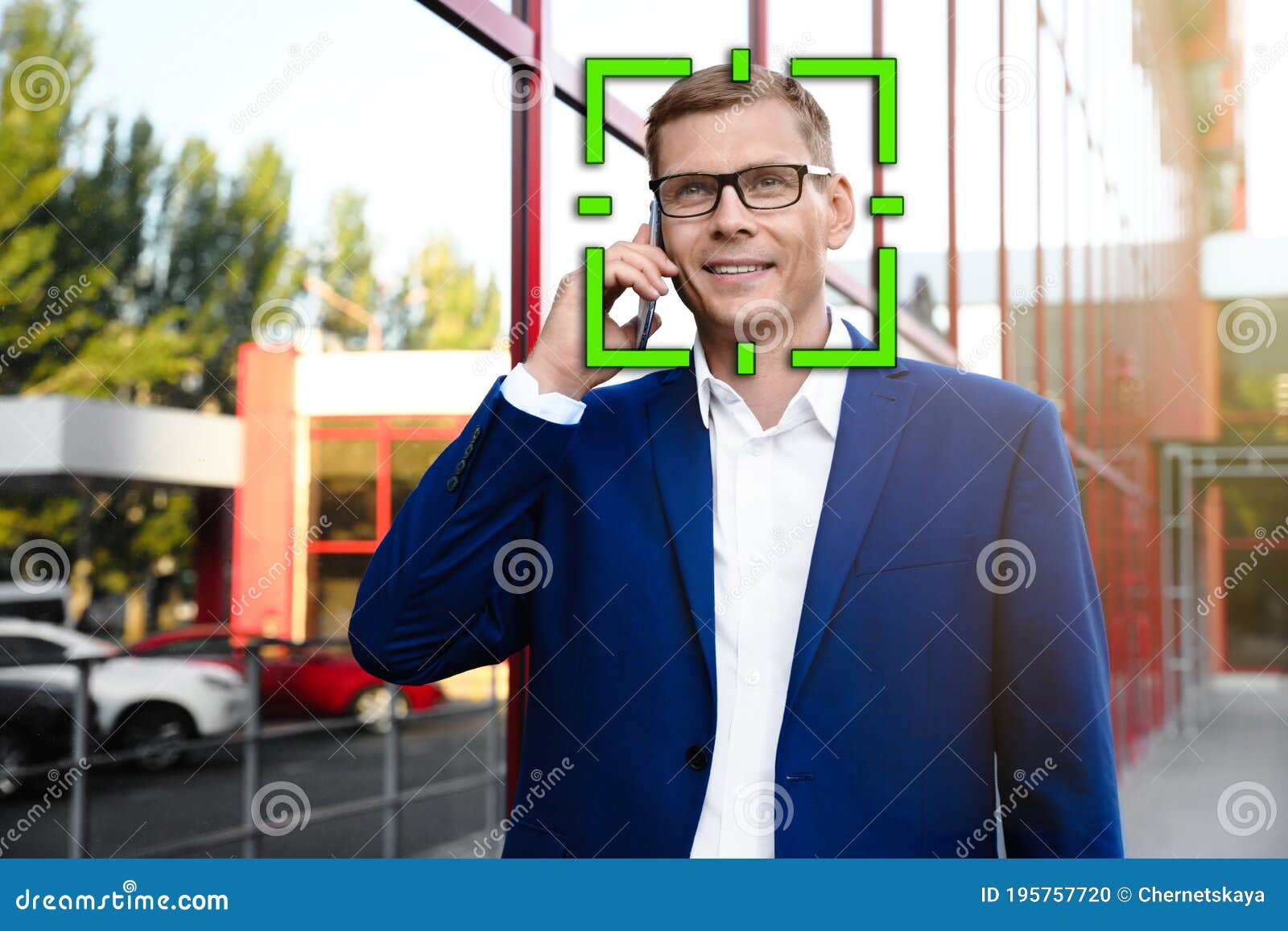 Facial Recognition System Identifying Man Stock Photo - Image of people ...