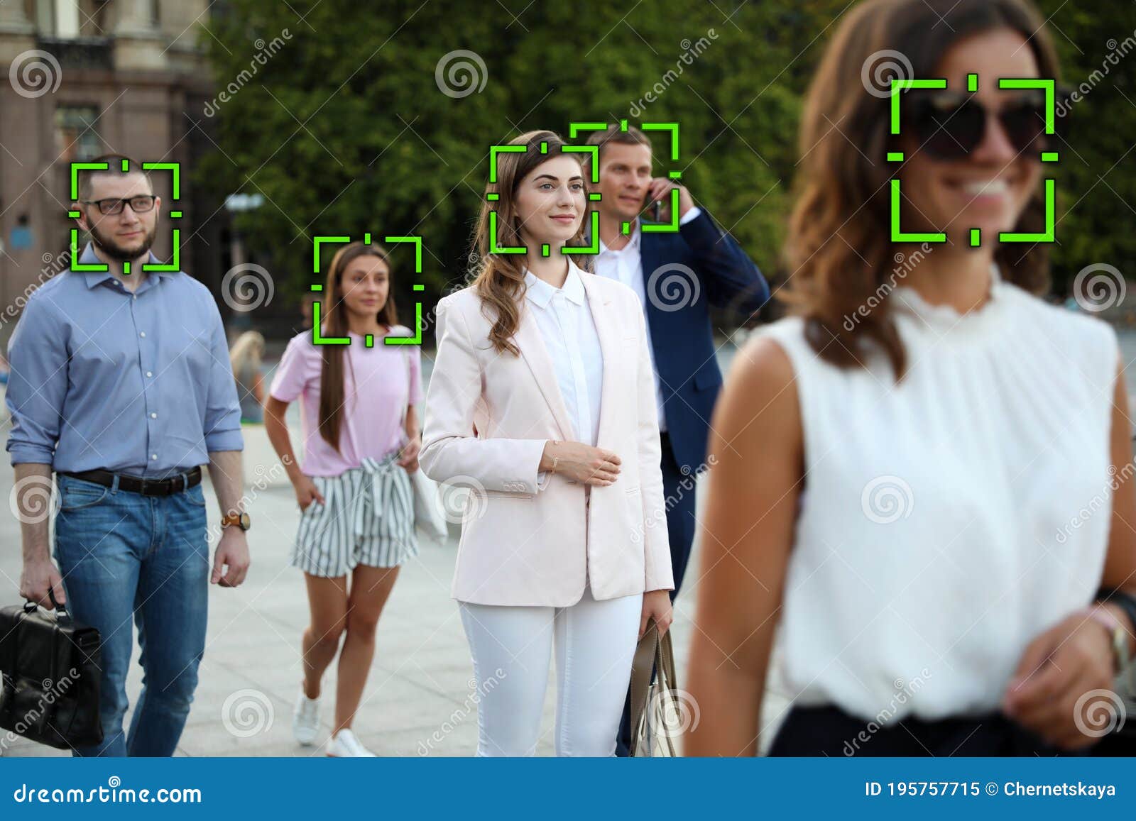 Facial Recognition System Identifying People Stock Image - Image of ...
