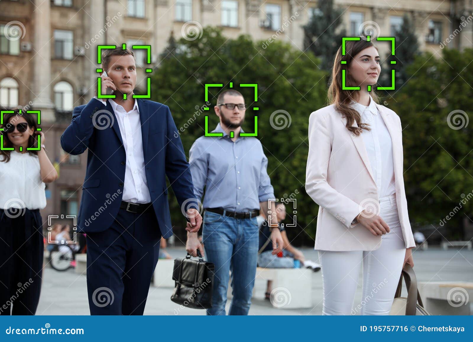 Facial Recognition System Identifying People Stock Photo - Image of ...