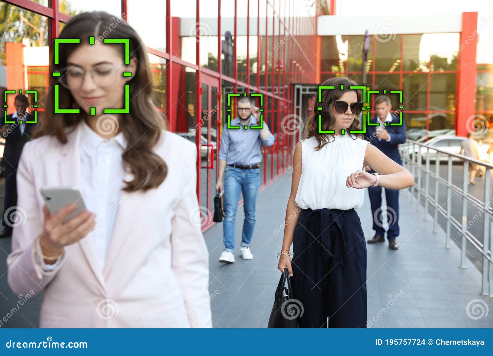 Facial Recognition System Identifying People Stock Photo - Image of ...