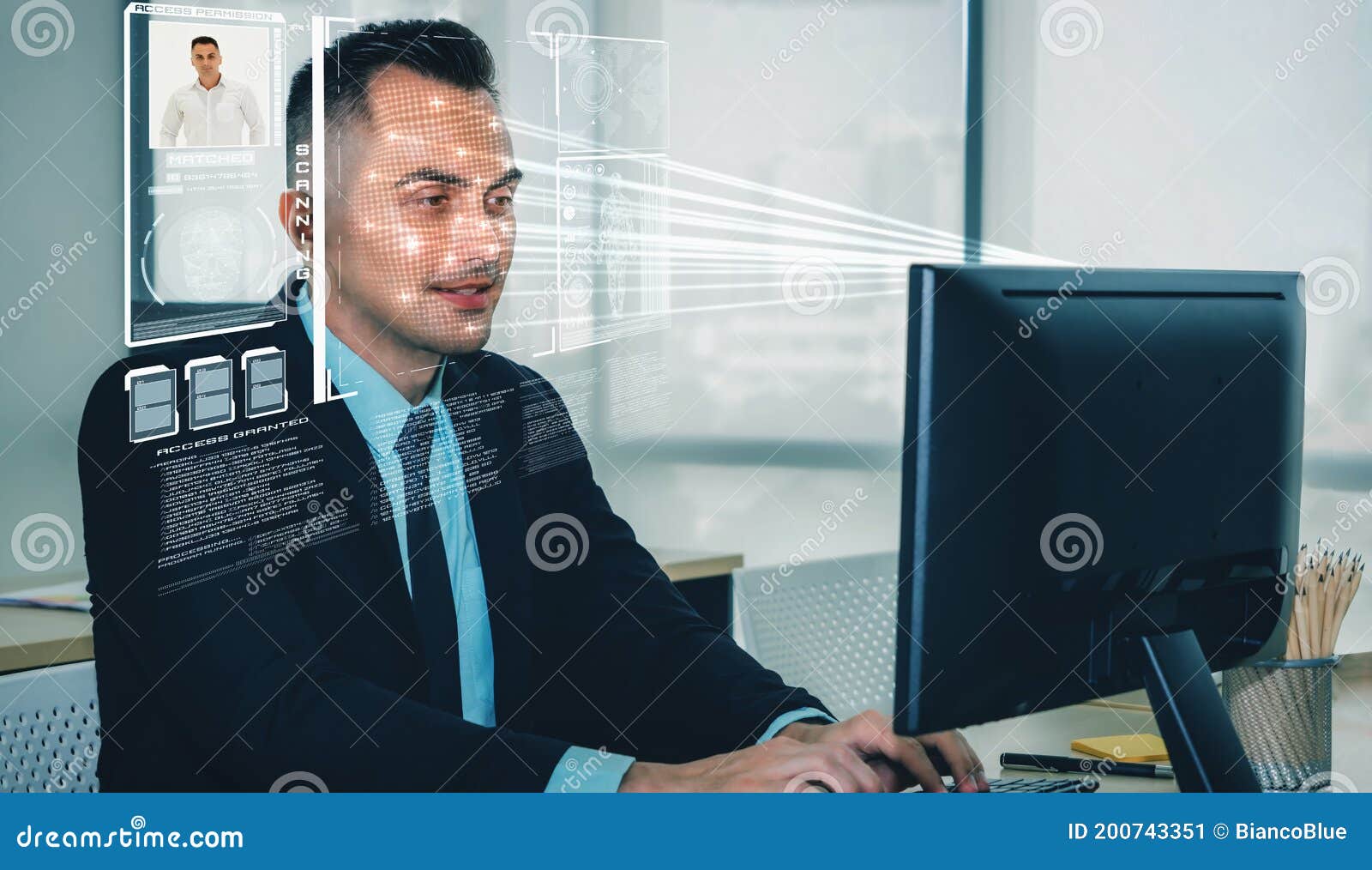 Facial Recognition Technology Scan and Detect People Face for ...