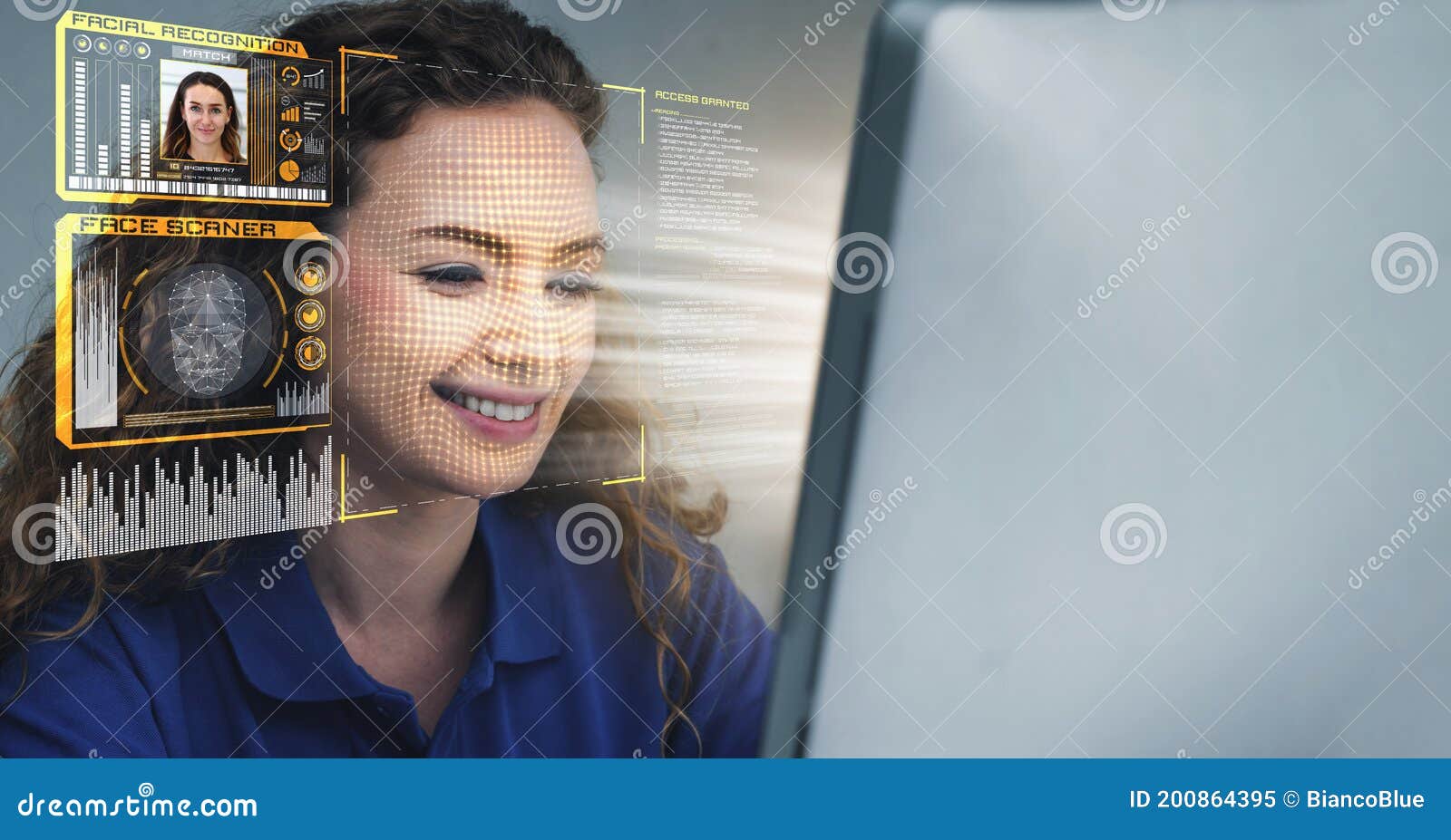 Facial Recognition Technology Scan and Detect People Face for ...