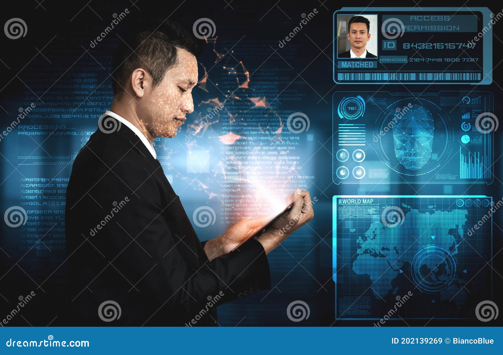 Facial Recognition Technology Scan and Detect People Face for ...