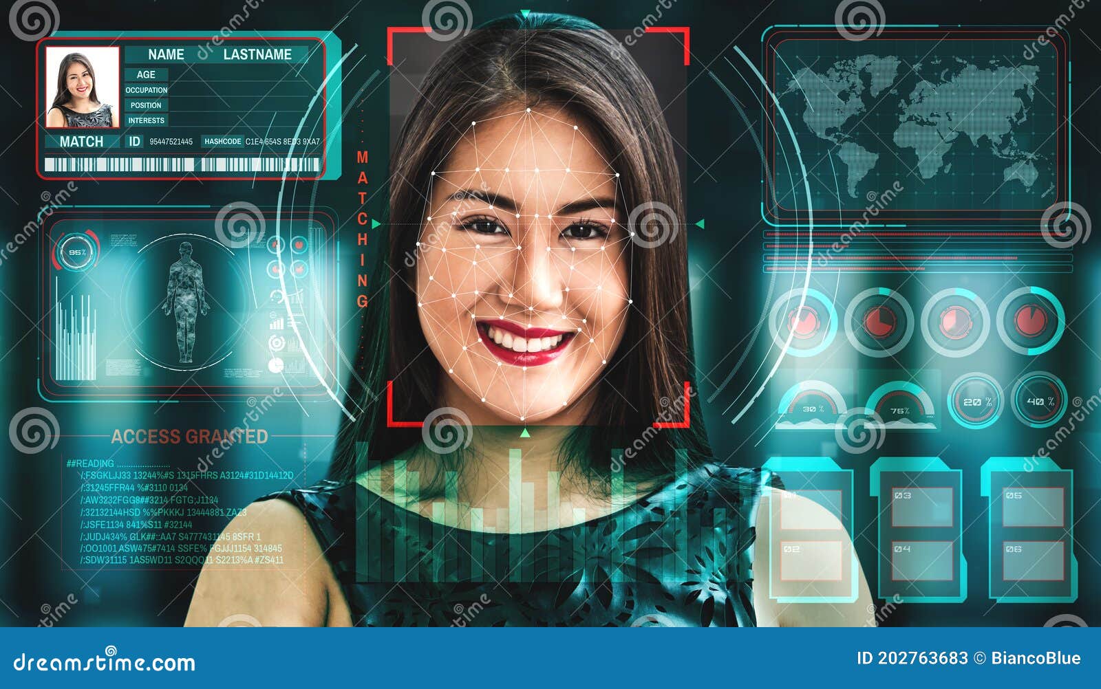 Facial Recognition Technology Scan and Detect People Face for ...