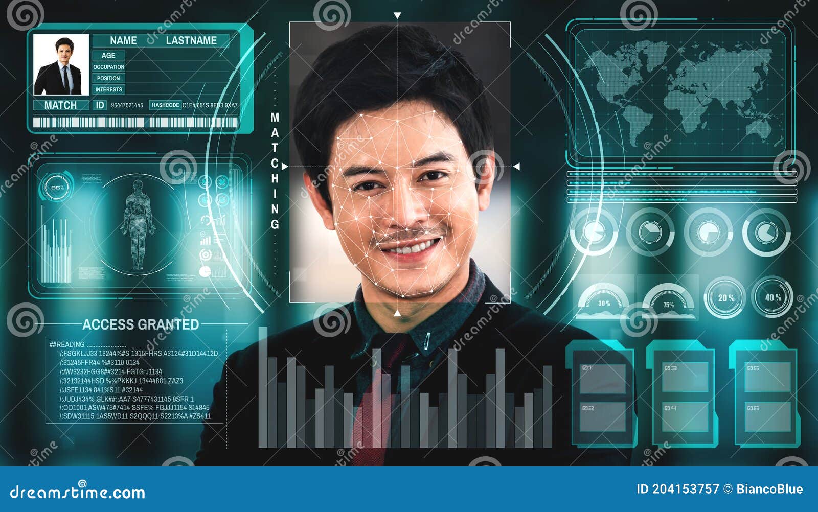 Facial Recognition Technology Scan and Detect People Face for ...