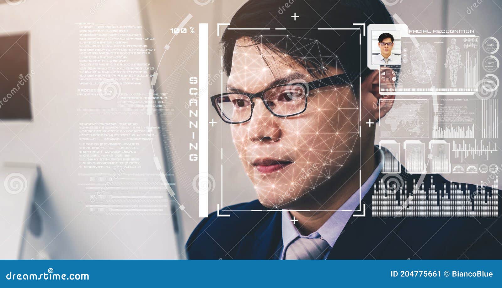 Facial Recognition Technology Scan and Detect People Face for ...