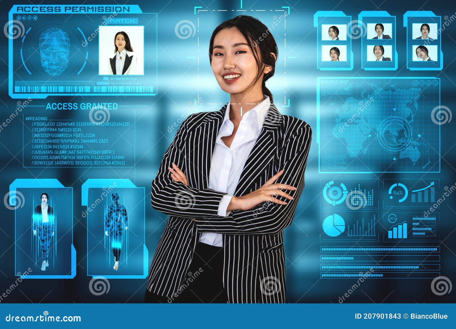 Facial Recognition Technology Scan and Detect People Face for ...