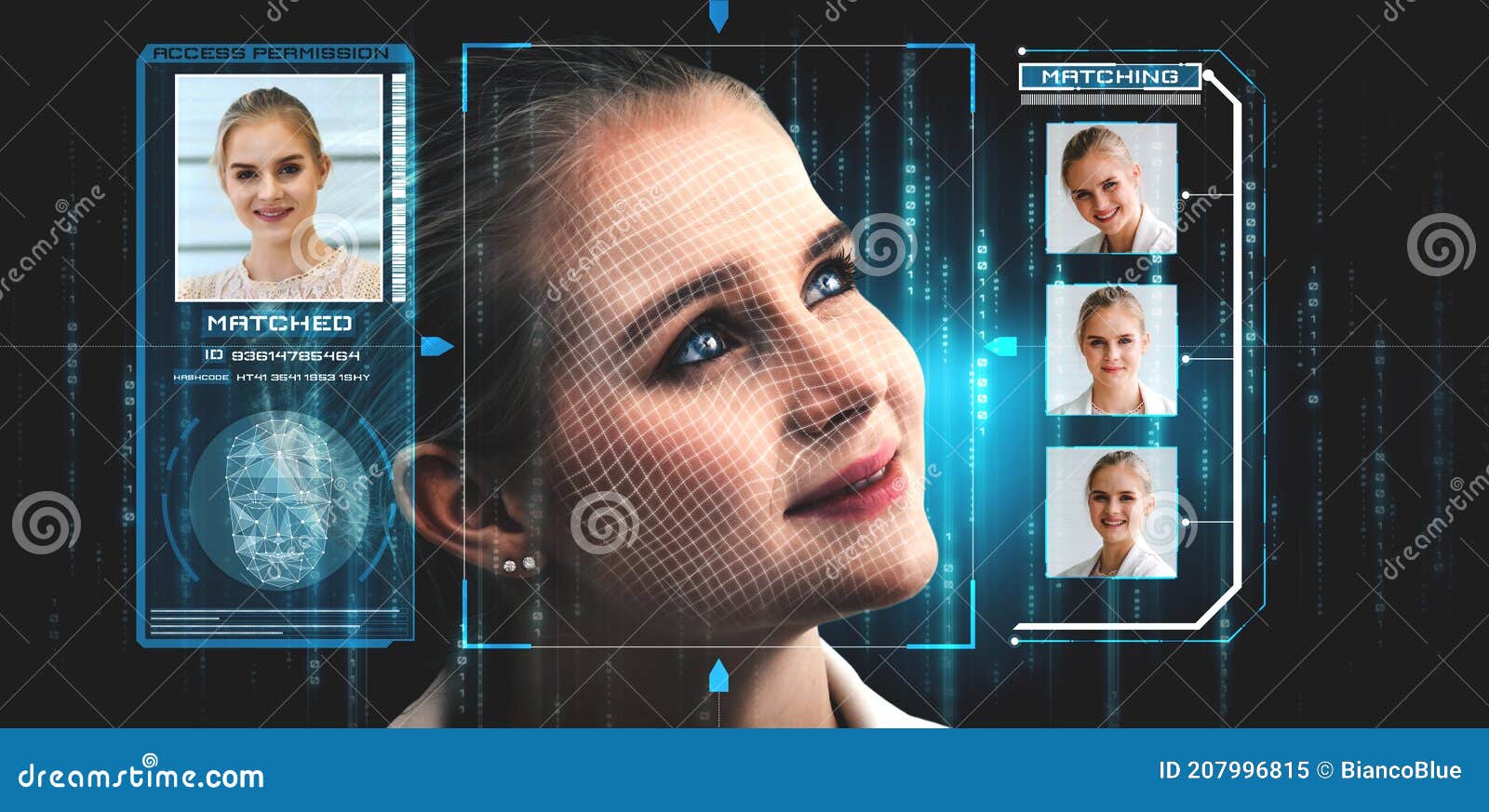 Facial Recognition Technology Scan and Detect People Face for ...