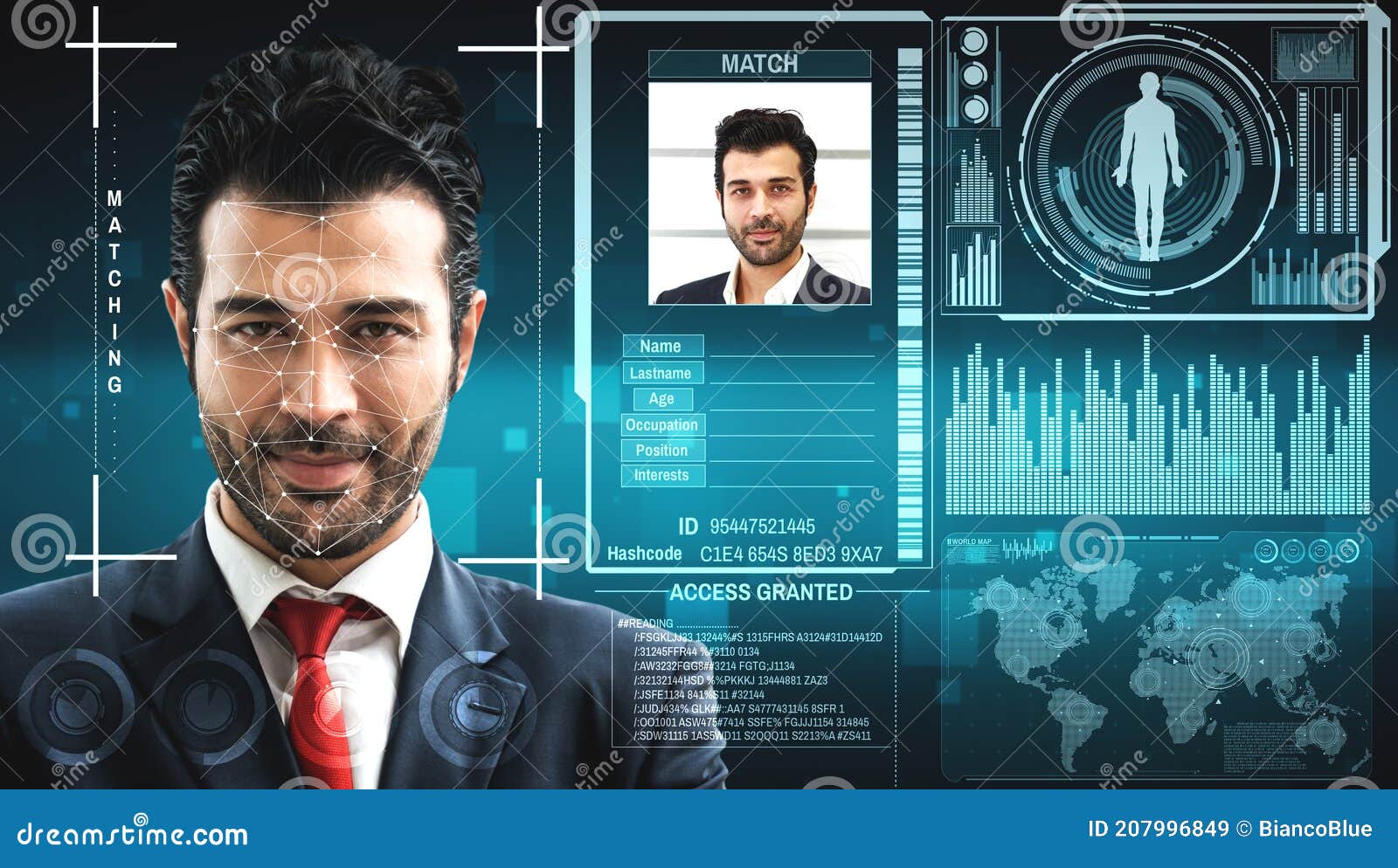 Facial Recognition Technology Scan and Detect People Face for ...