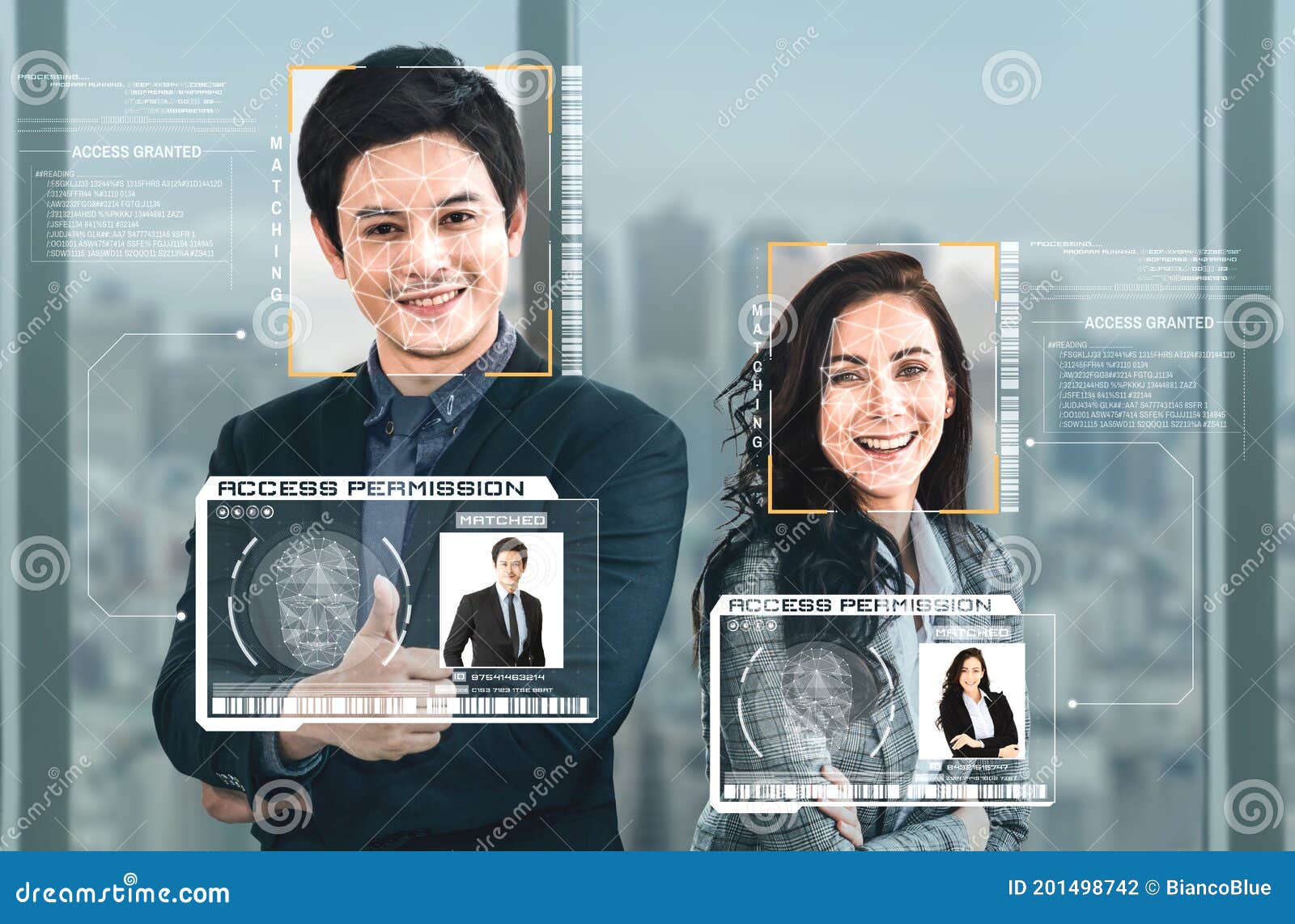 Facial Recognition Technology Scan and Detect People Face for ...