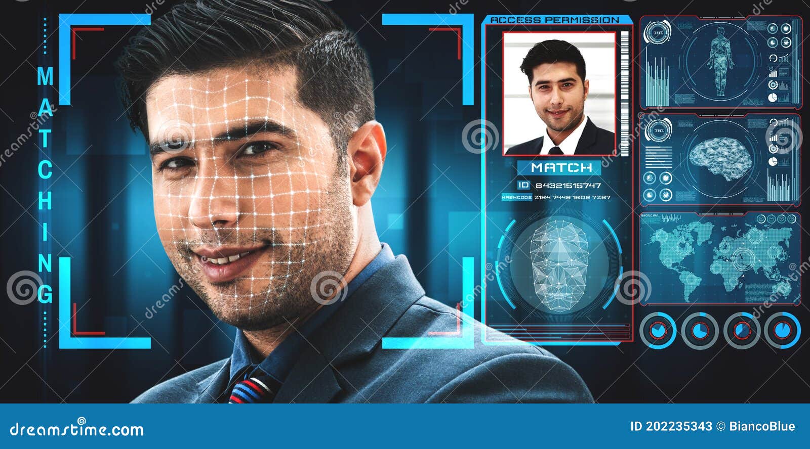 Facial Recognition Technology Scan And Detect People Face For