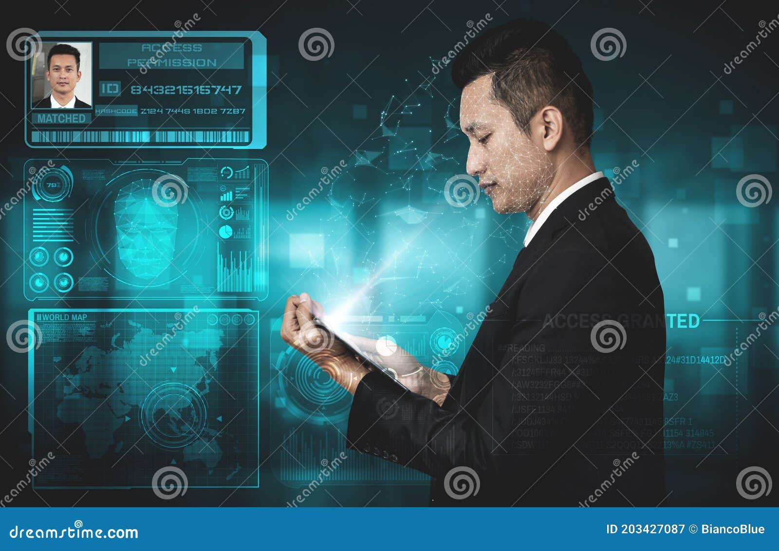 Facial Recognition Technology Scan and Detect People Face for ...