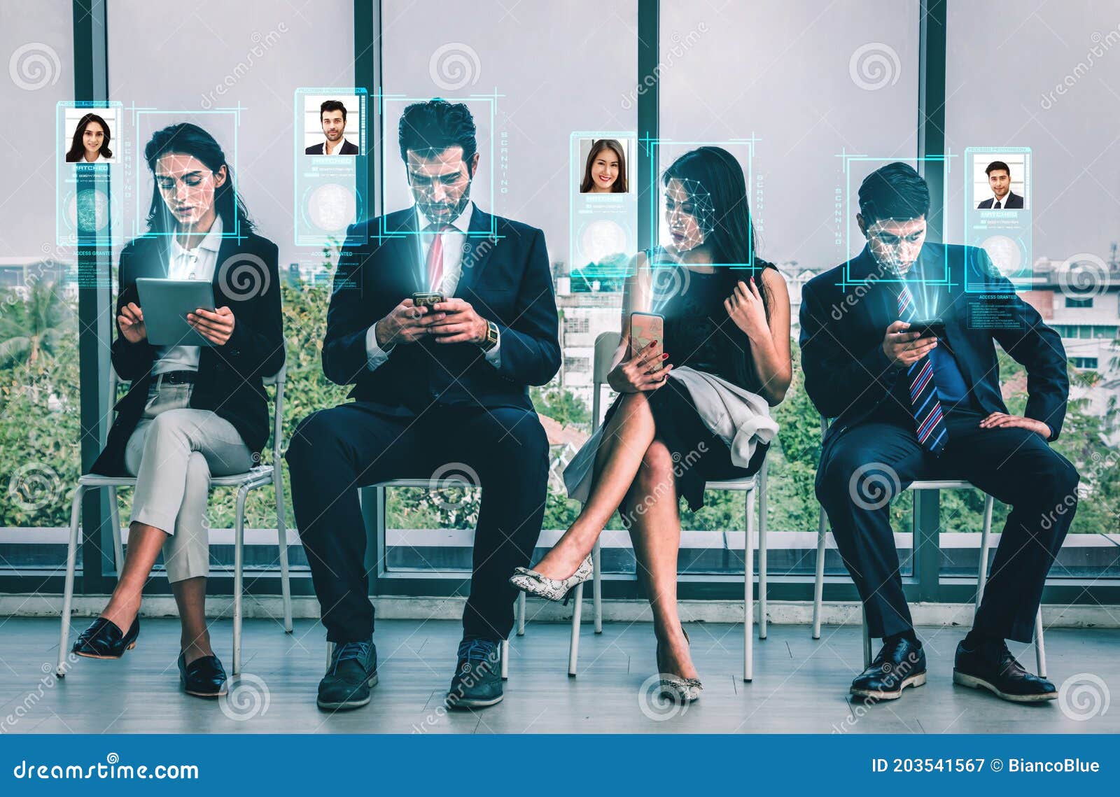 Facial Recognition Technology Scan and Detect People Face for ...