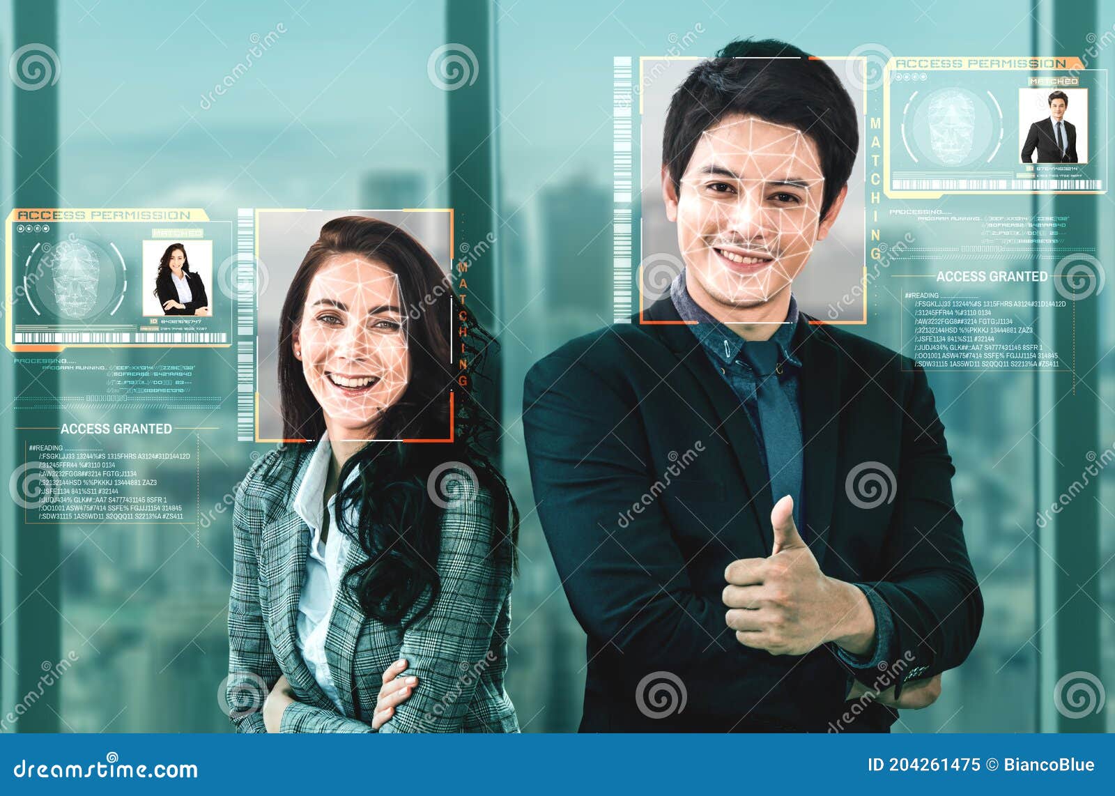 Facial Recognition Technology Scan and Detect People Face for ...