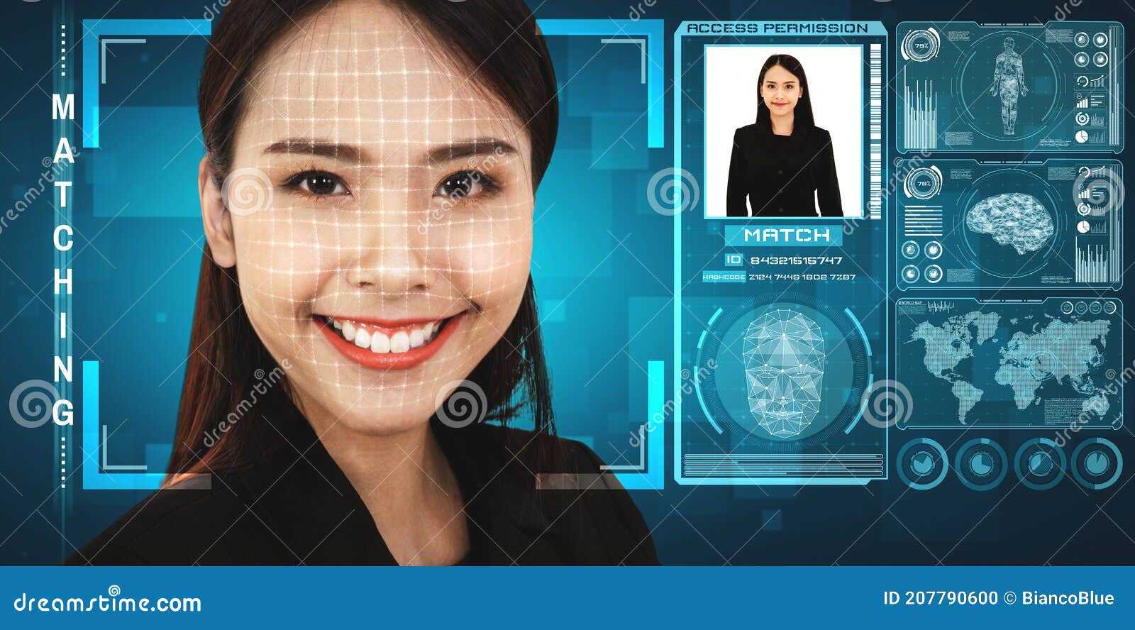 Facial Recognition Technology Scan and Detect People Face for ...