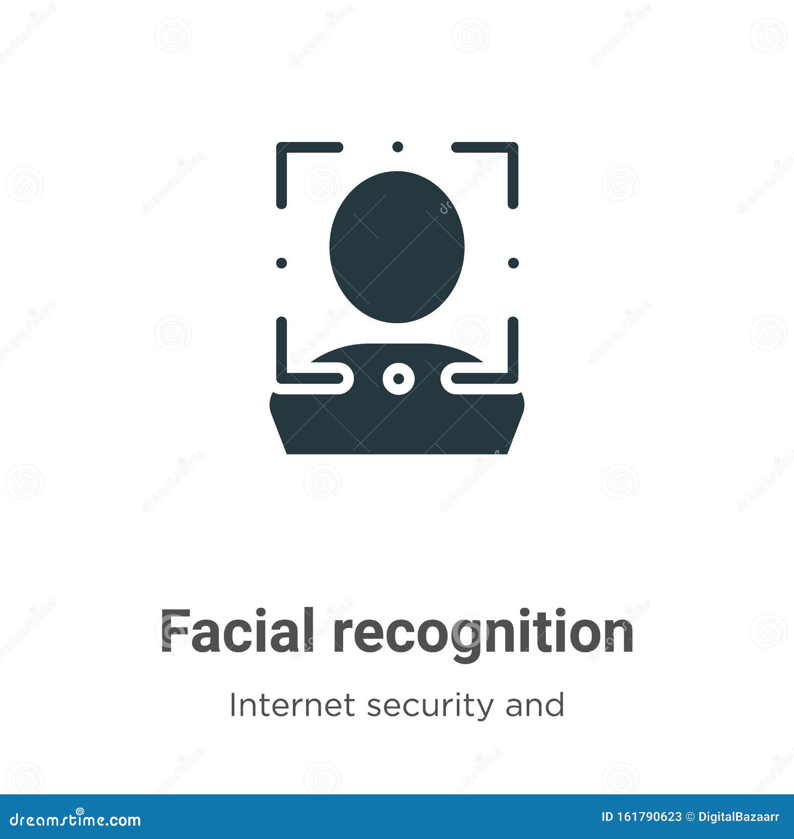 Facial Recognition Vector Icon on White Background. Flat Vector Facial ...