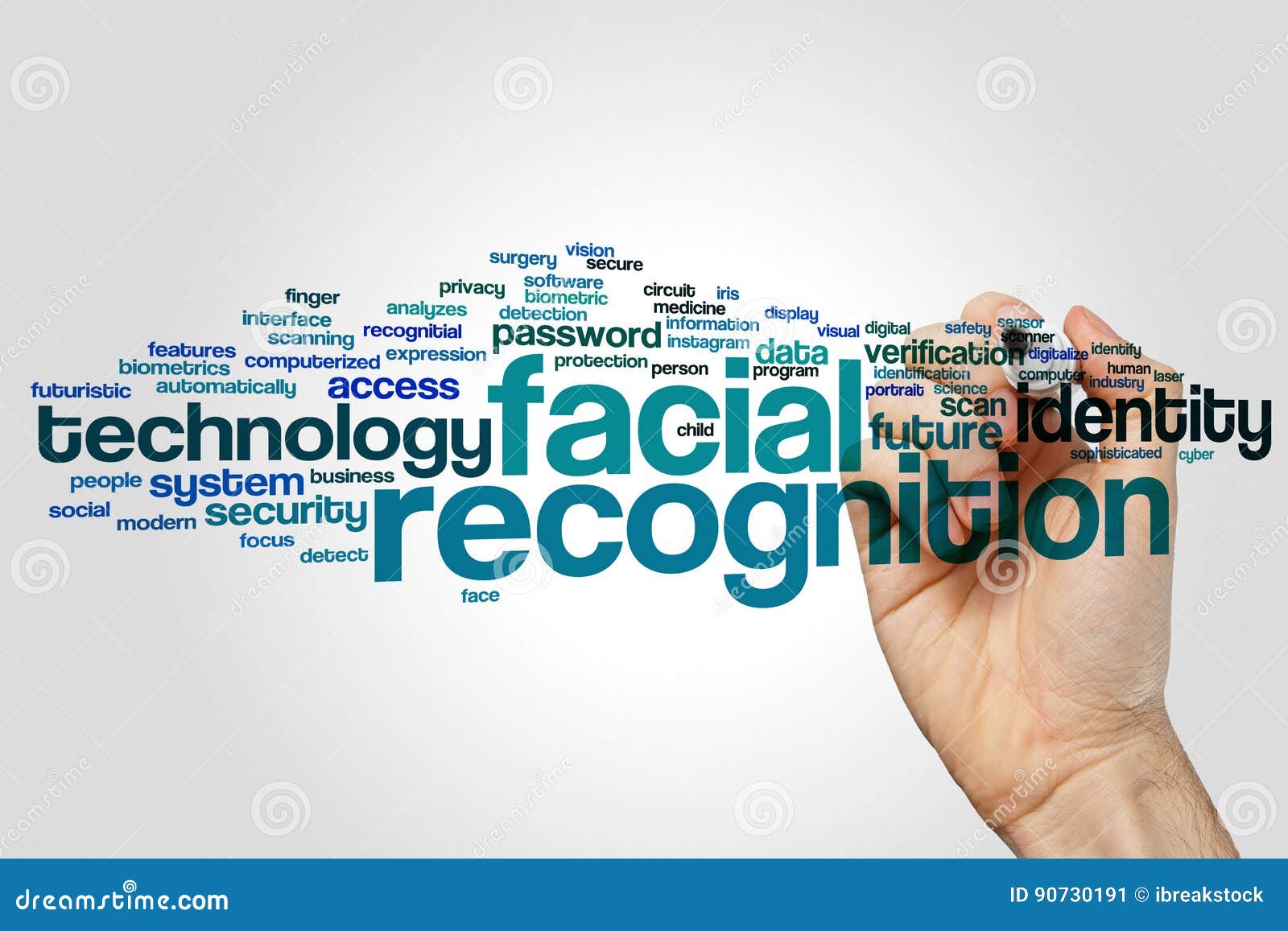 Facial Recognition Word Cloud Concept On Grey Background Stock Image ...
