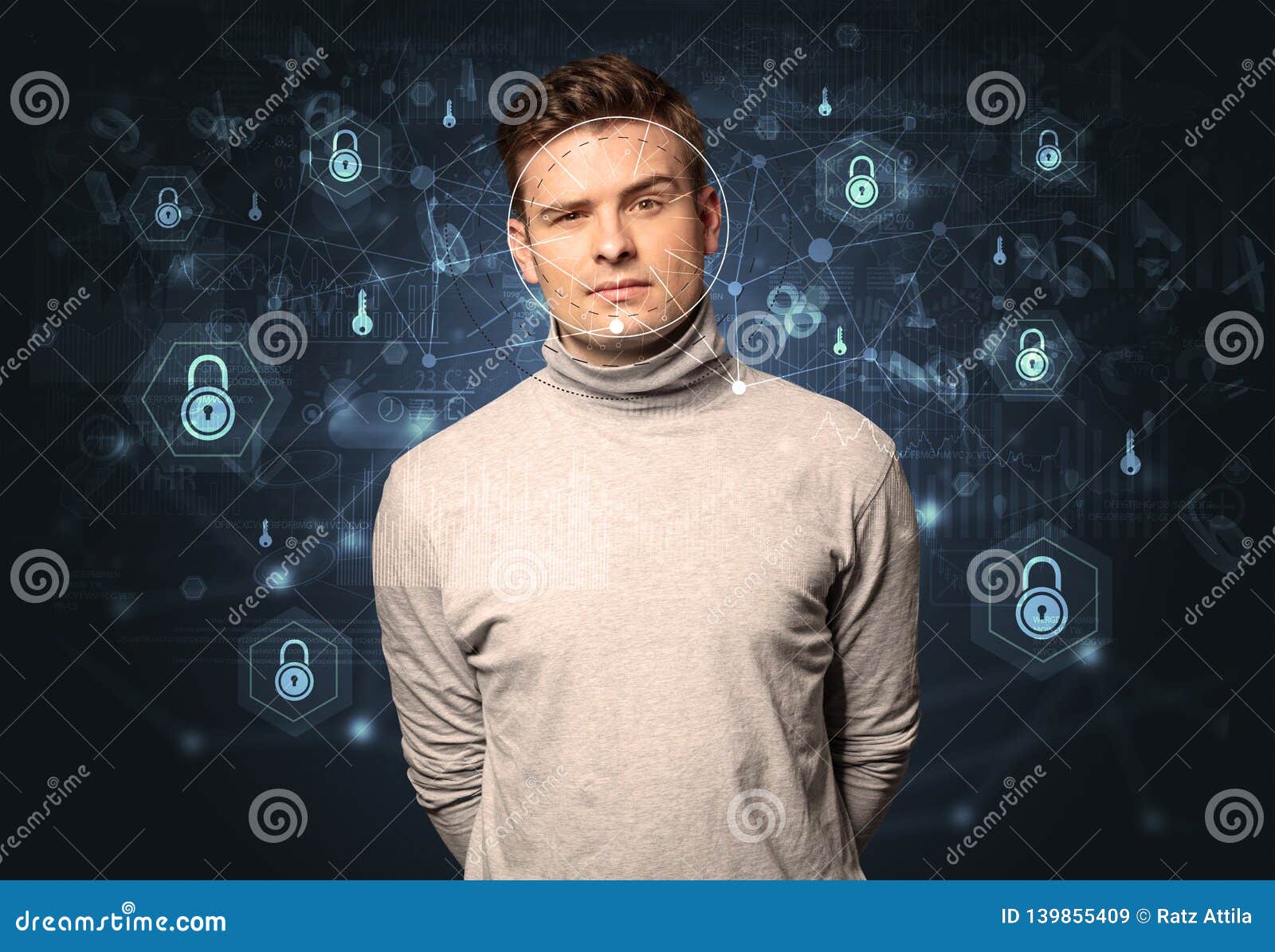 Facial Security Recognition Concept Stock Image - Image of data ...
