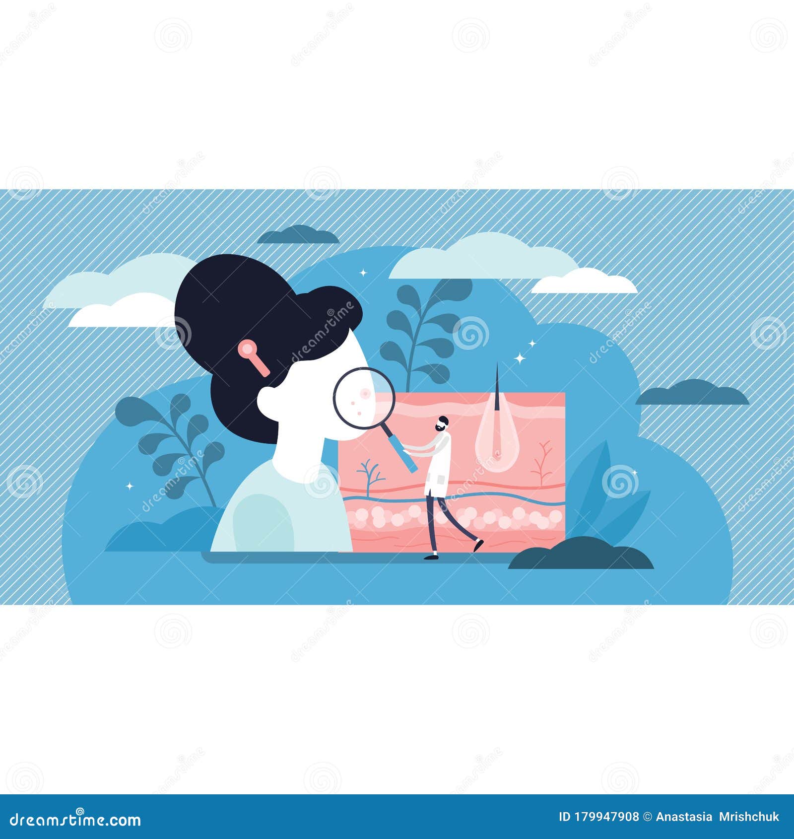 Facial Skin Examination Illustration. Infographics. Vector Illustration ...