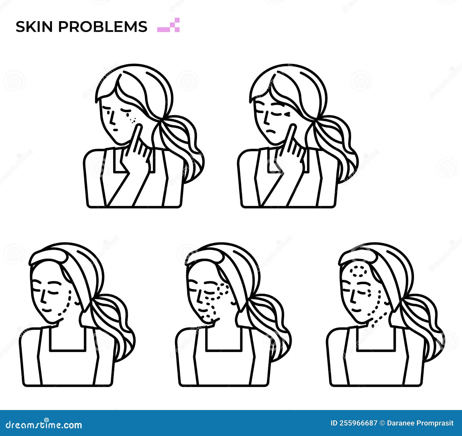 Facial skin problems stock vector. Illustration of skin - 255966687