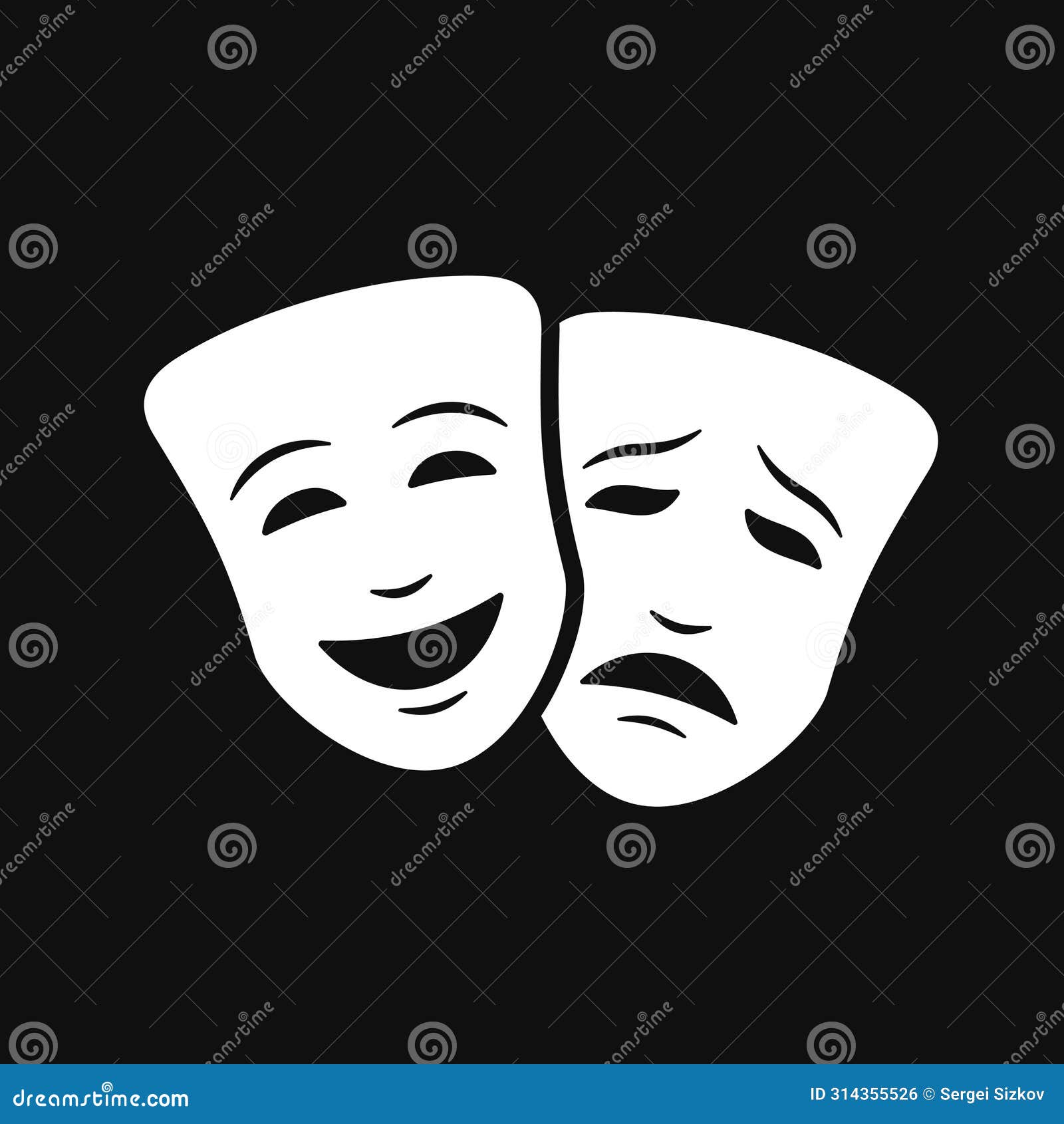 Facial Theatre Mask on Black Background. Vector Stock Vector ...