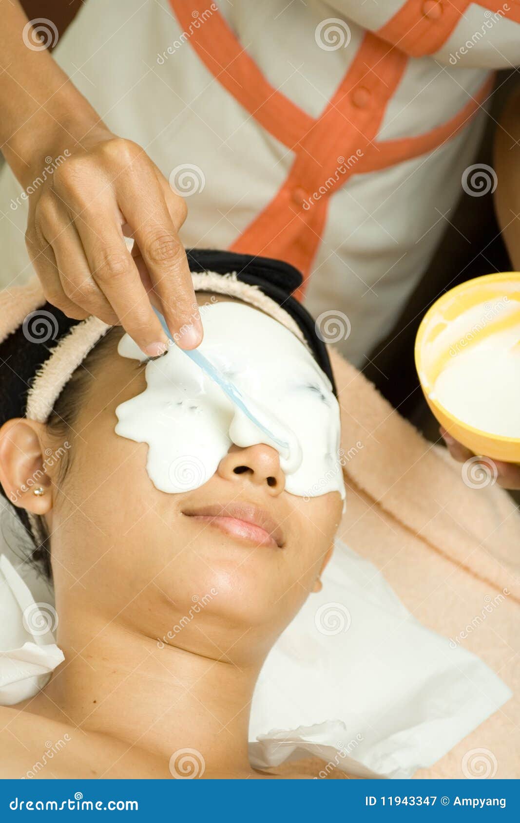 Facial Treatment with Mask Cream Stock Image - Image of young, care ...