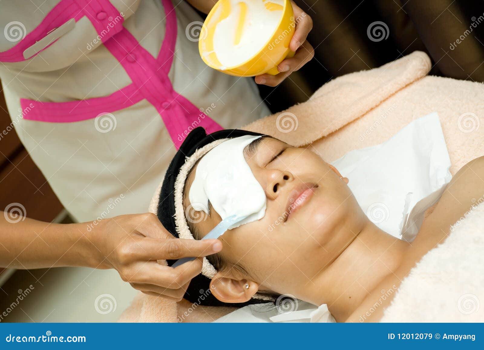 Facial Treatment with Mask Cream Stock Image - Image of care, wrinkle ...