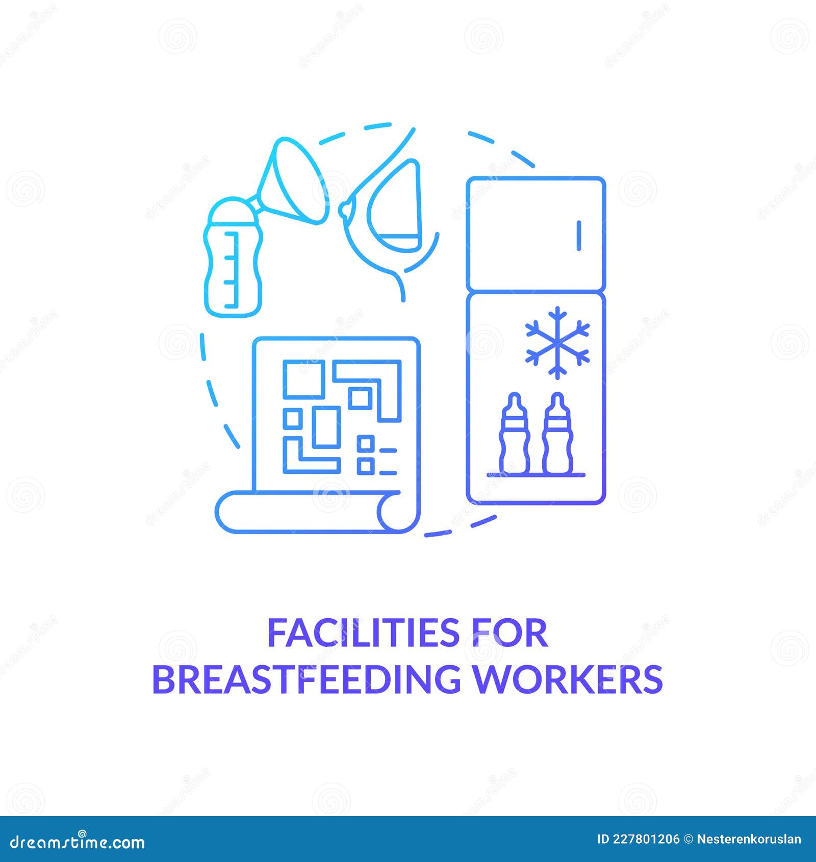 Facilities for Breastfeeding Workers Blue Gradient Icon Stock Vector - Illustration of work ...
